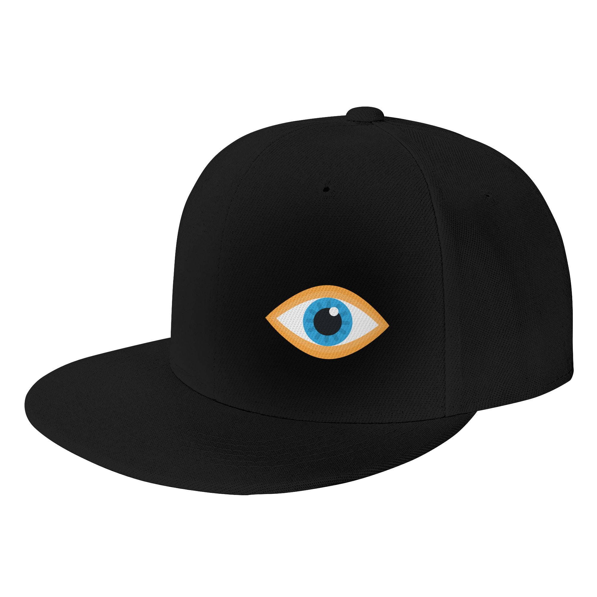 DouZhe Flat Brim Cap Snapback Hat, Blue Eye Icon Prints Adjustable ...