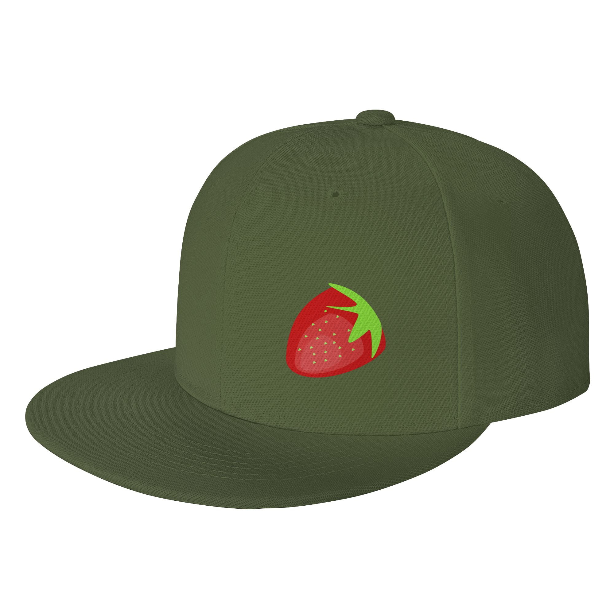 DouZhe Flat Brim Cap Snapback Hat, Cartoon Pink Strawberry Prints ...