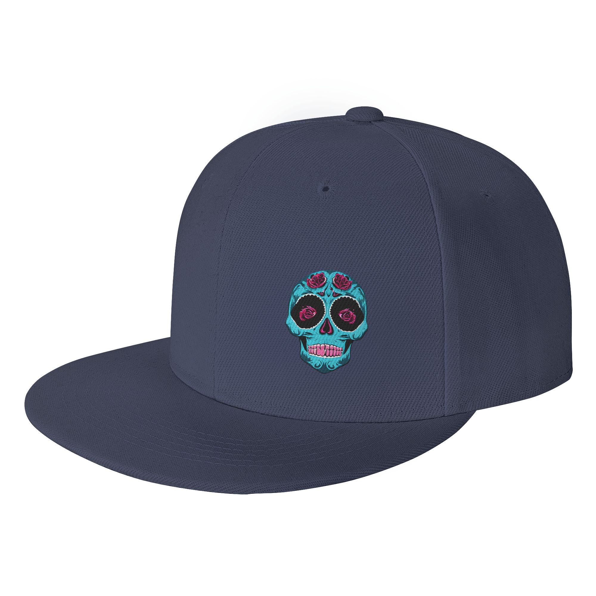 DouZhe Flat Brim Cap Snapback Hat, Cartoon Sugar Skull Flowers Prints ...
