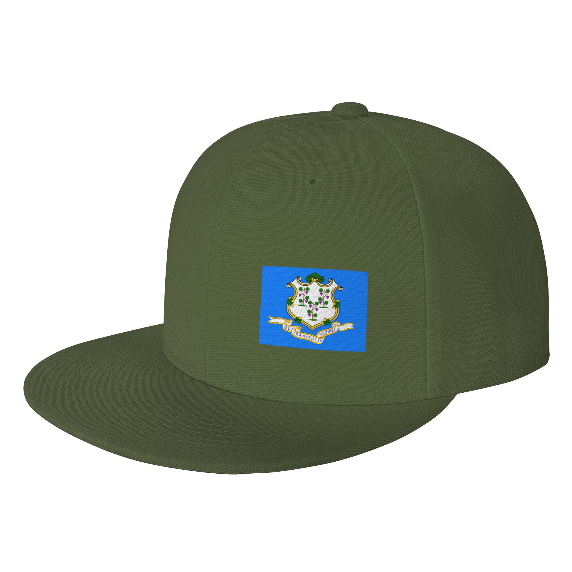 DouZhe Flat Brim Cap Snapback Hat, Connecticut State Seal Flag Prints ...