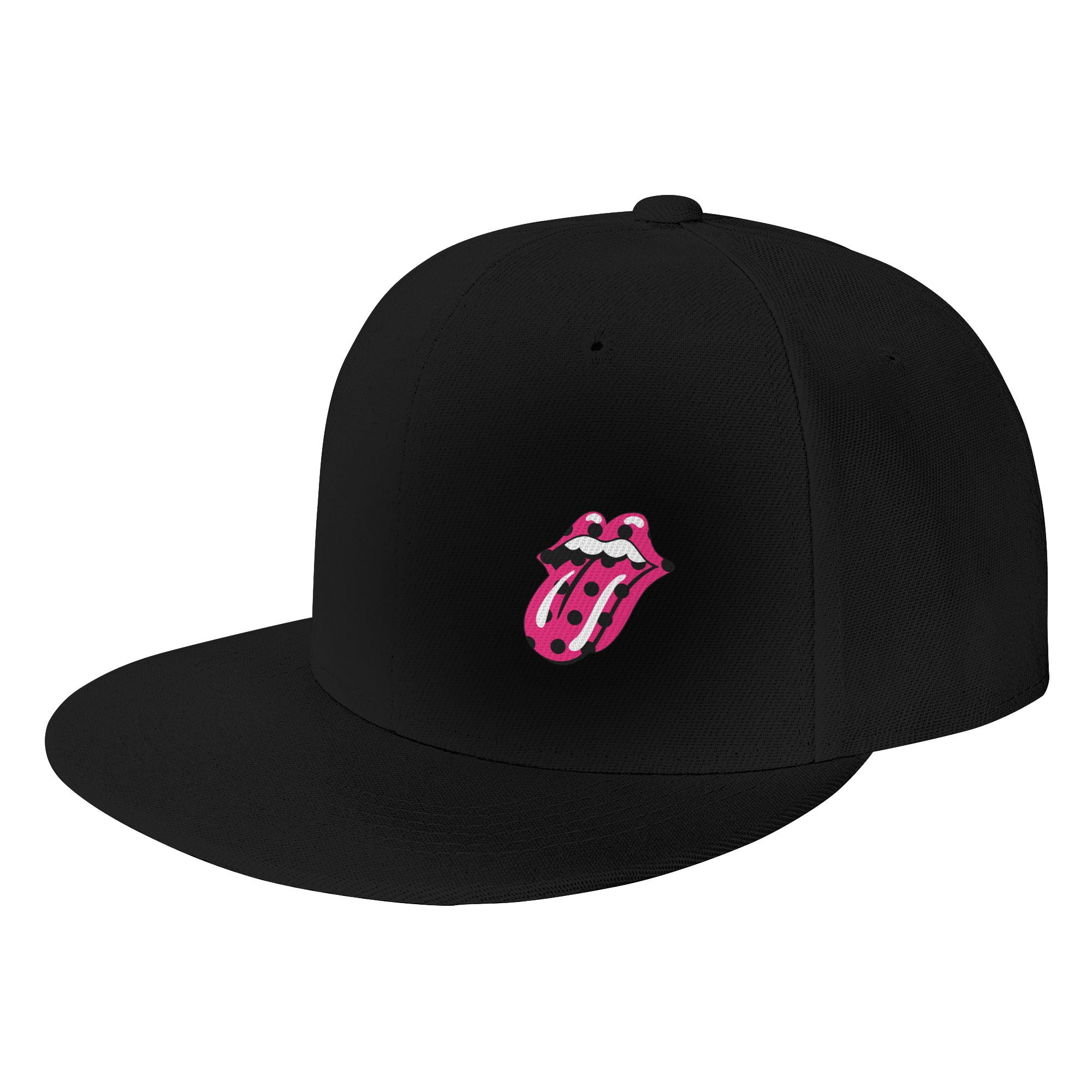 DouZhe Flat Brim Cap Snapback Hat, Fuchsia Mouth Prints Adjustable ...