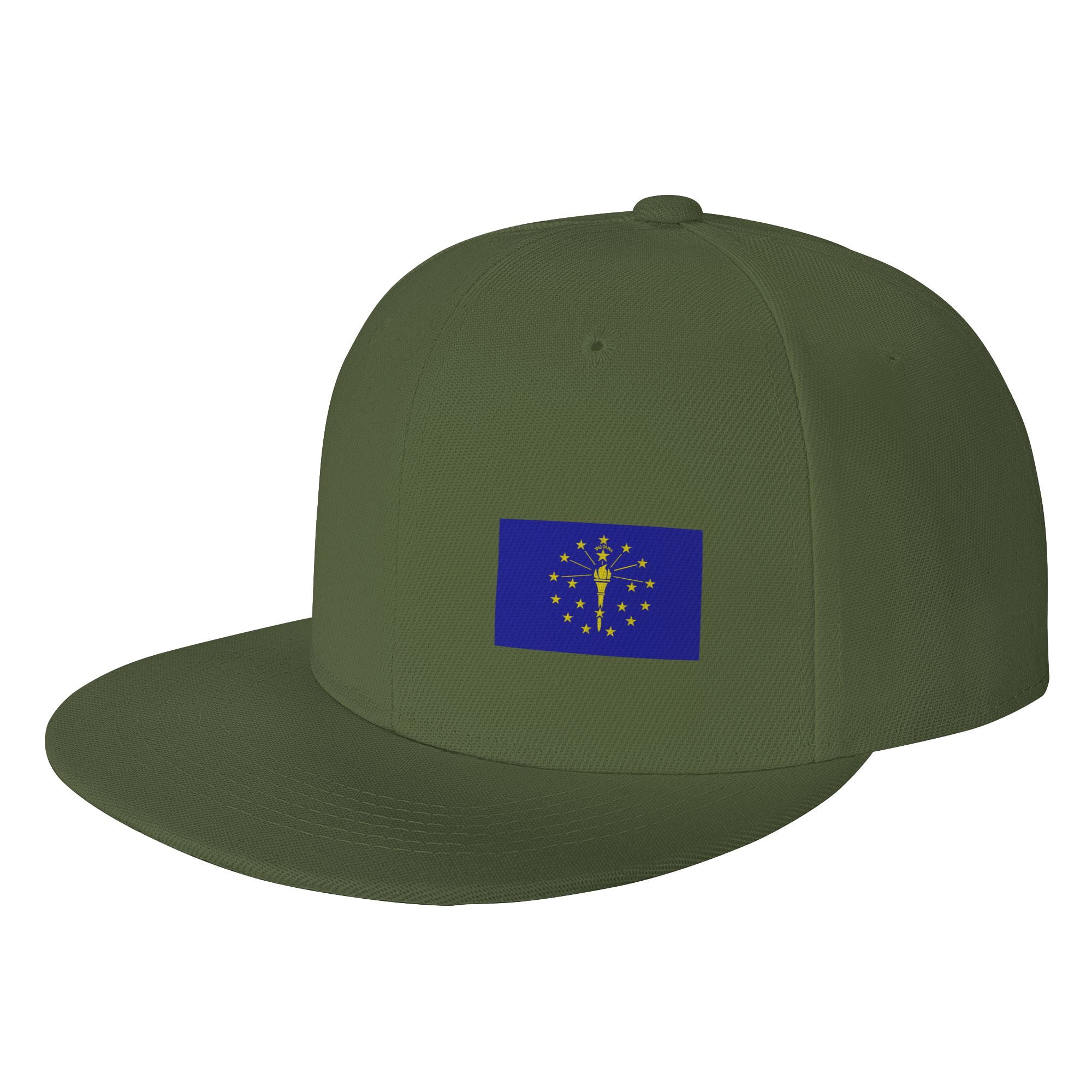 DouZhe Flat Brim Cap Snapback Hat, Indiana State Flag Symbols Prints ...