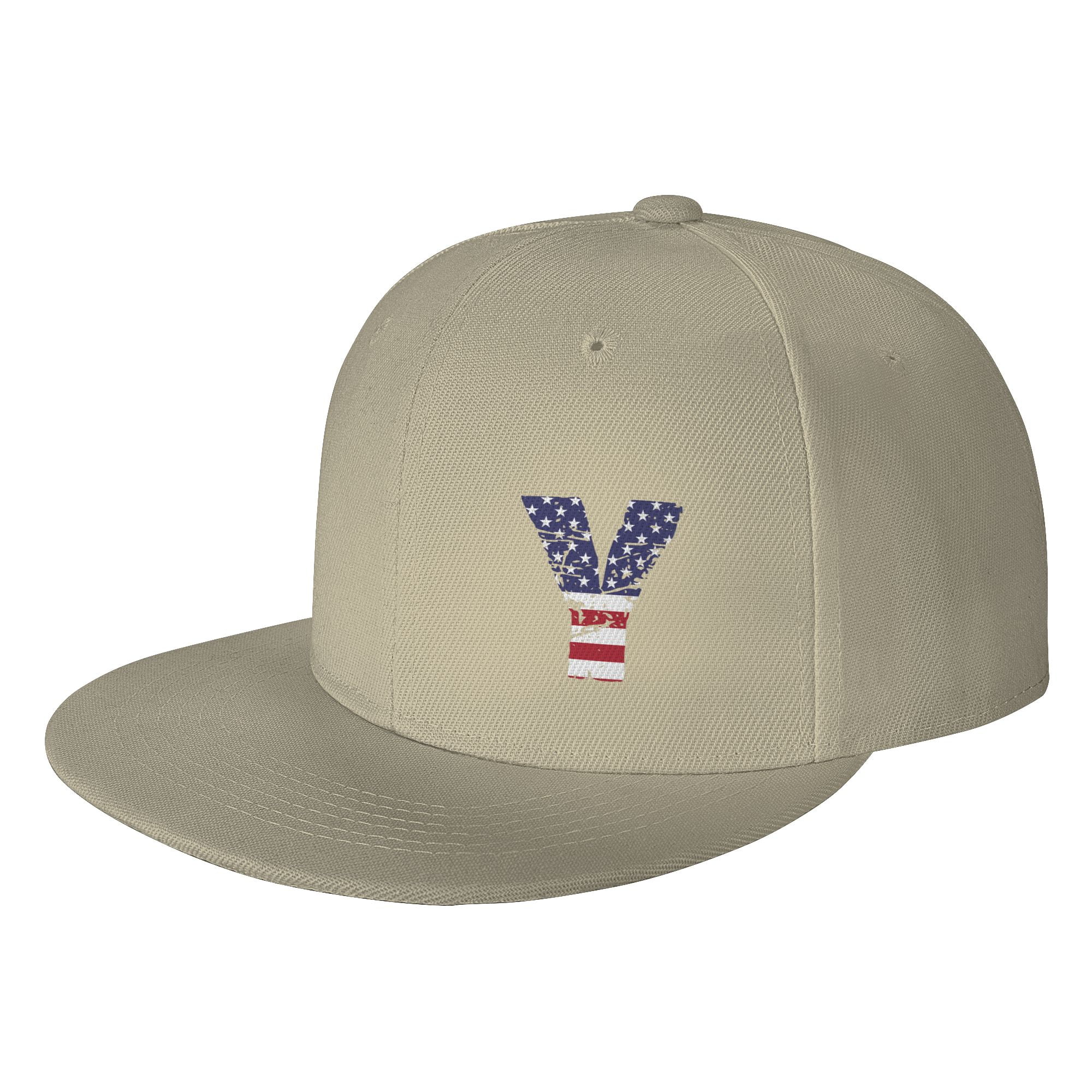 DouZhe Flat Brim Cap Snapback Hat, Letter Y Usa Flag Stickers Prints ...