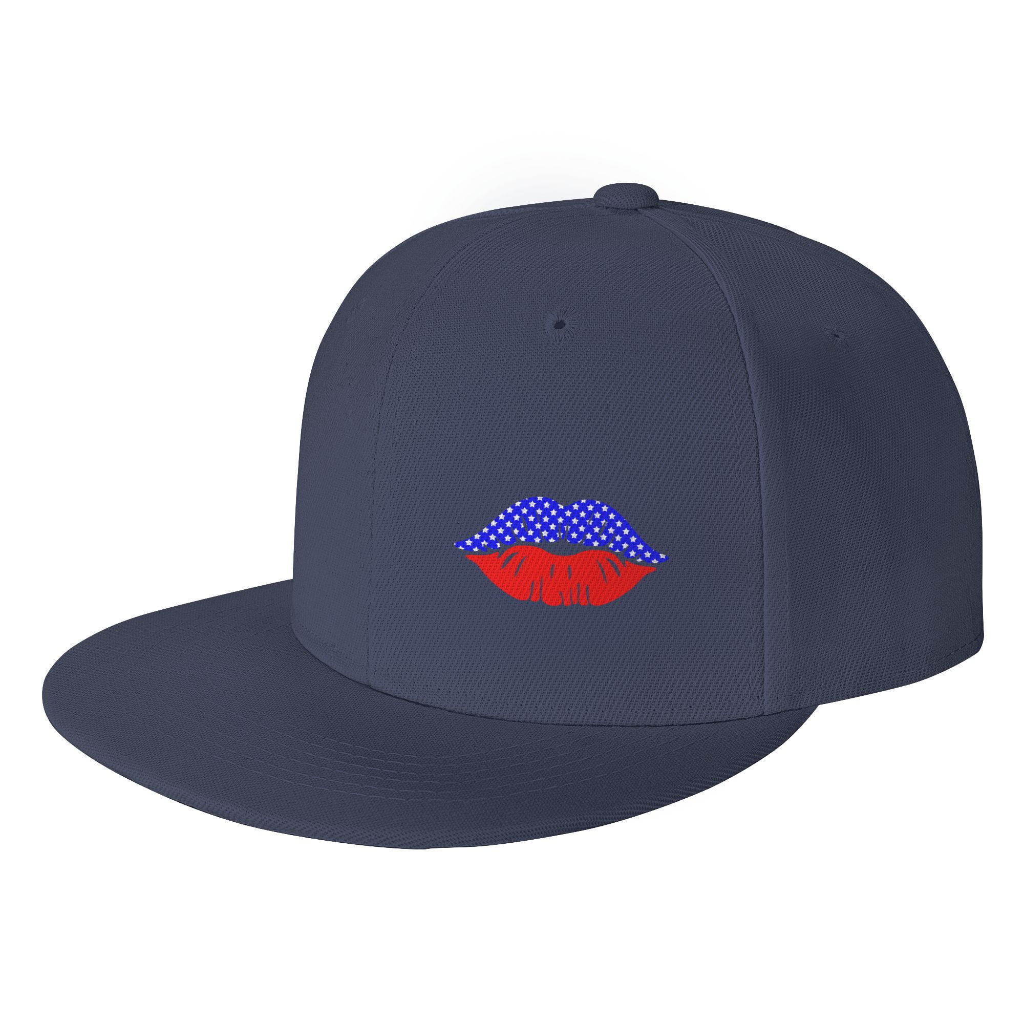 DouZhe Flat Brim Cap Snapback Hat, Patriotic Star Lips Prints ...