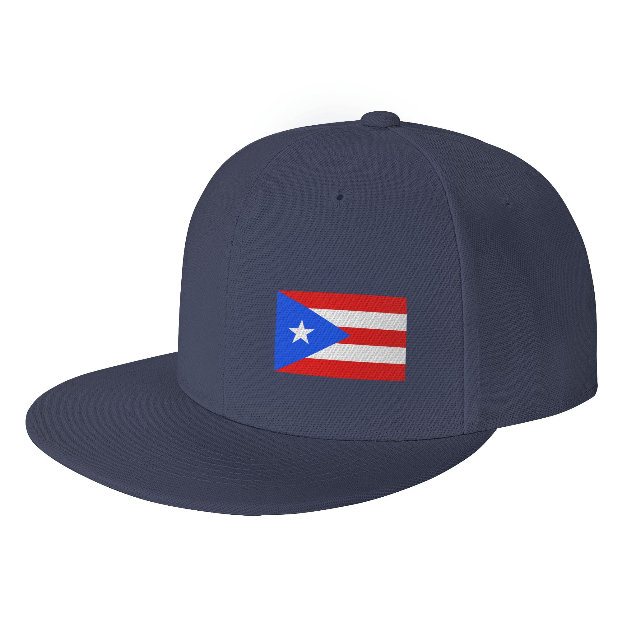 DouZhe Flat Brim Cap Snapback Hat, Puerto Rico Flag Prints Adjustable ...