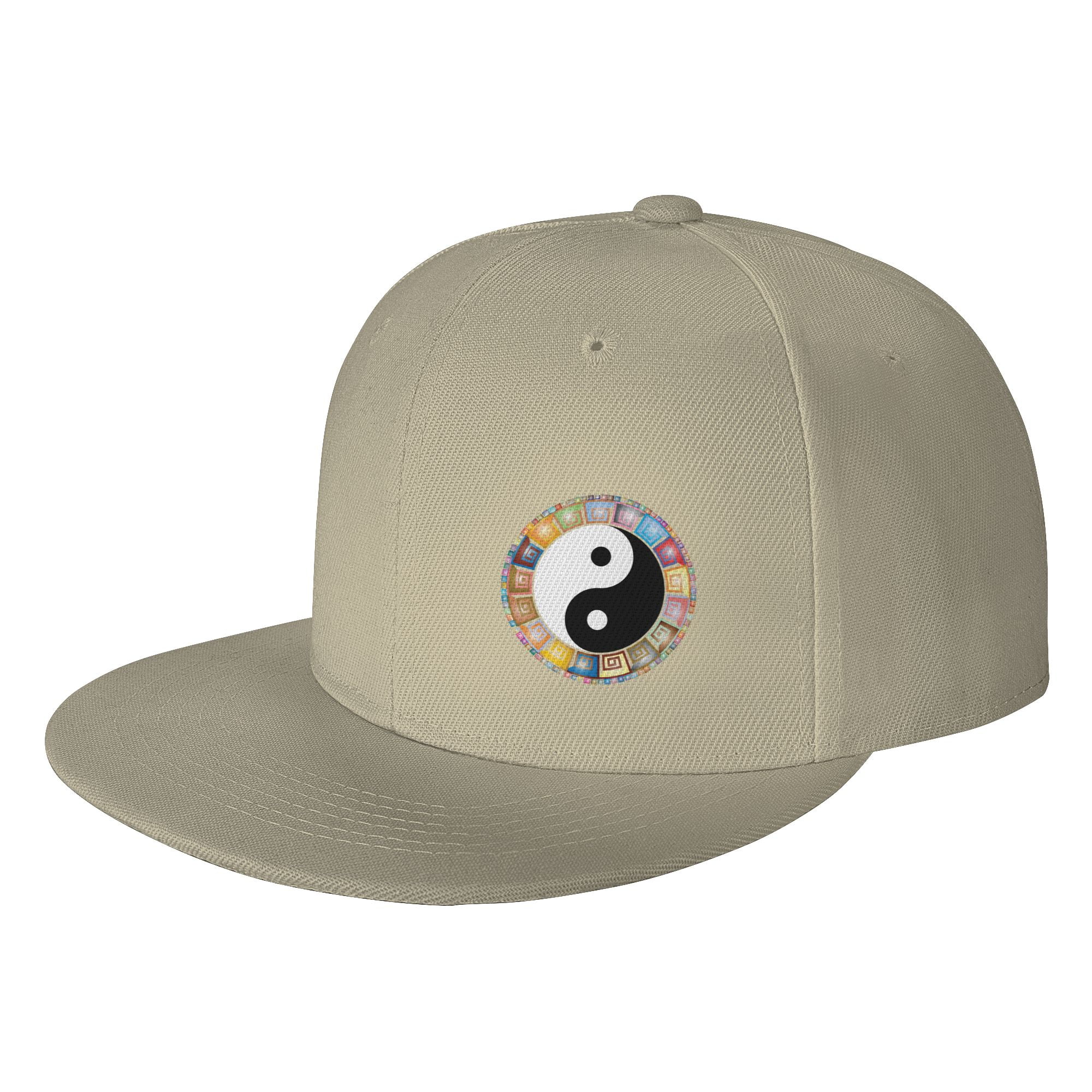 DouZhe Flat Brim Cap Snapback Hat, Rainbow Yin Yang Meditation Prints ...