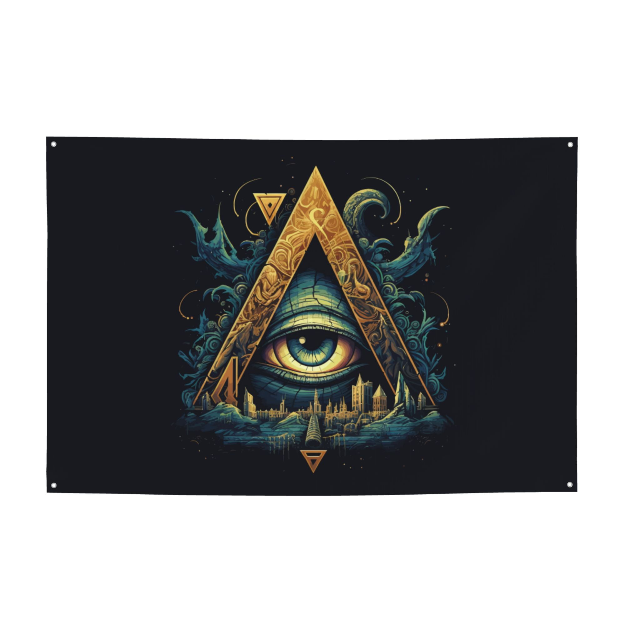 DouZhe Freemason Illuminati Eye Sign Banner, Hanging Banners Backdrop ...