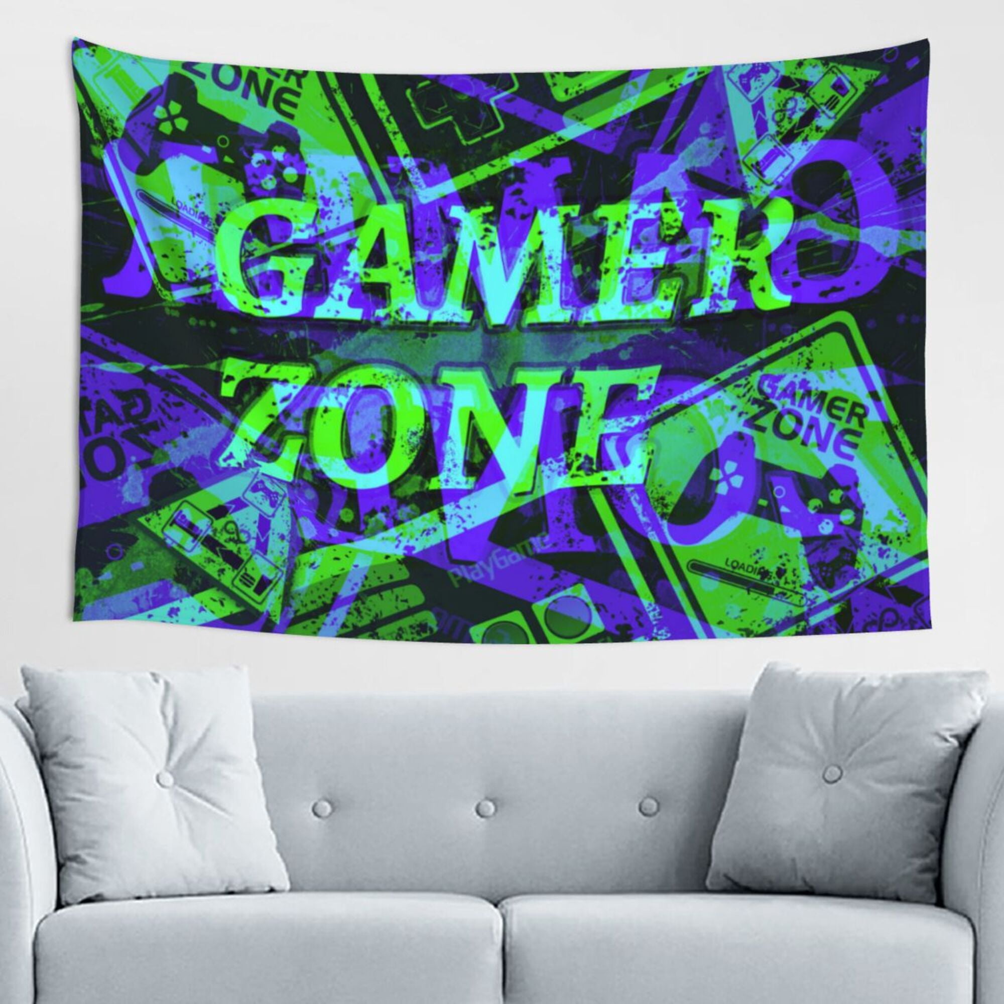 DouZhe Gaming Gamer Zone Tapestry Modern Wall Hanging Tapestries Dorm ...