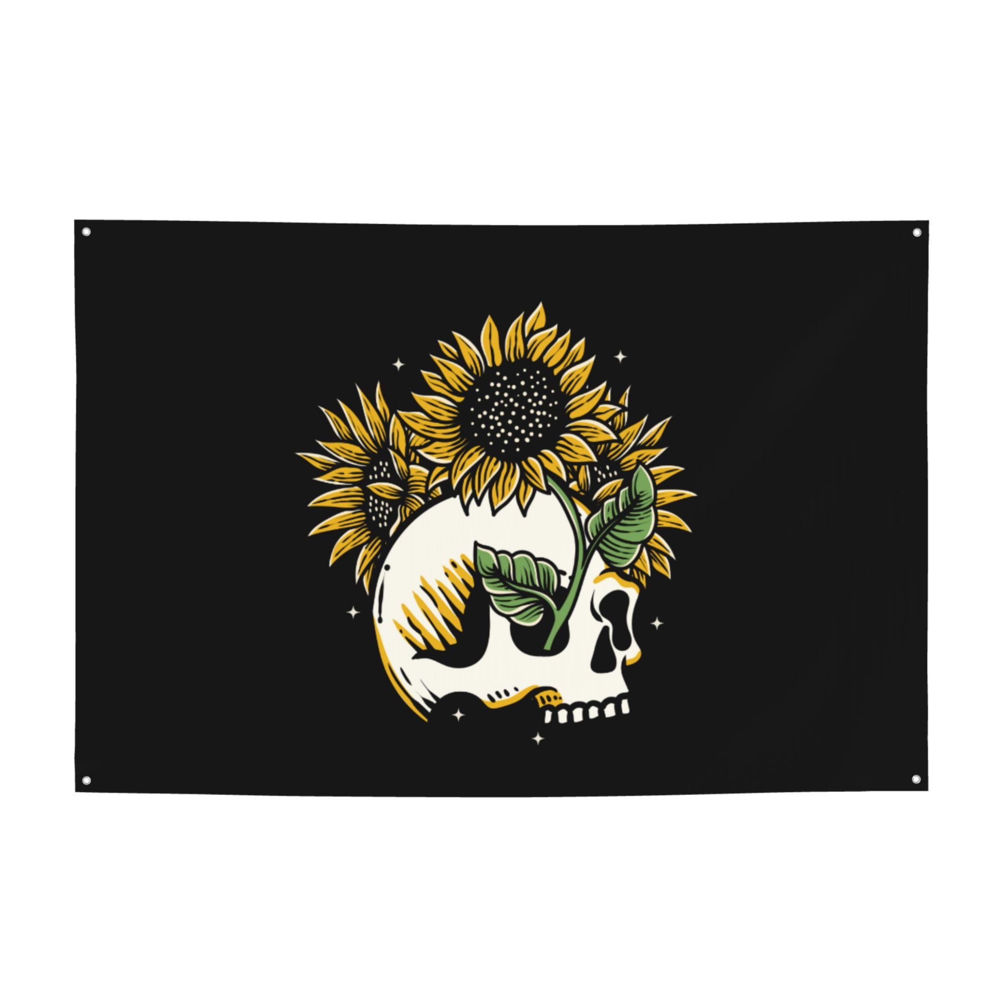 DouZhe Gothic Skull with Sunflower Sign Banner, Hanging Banners ...