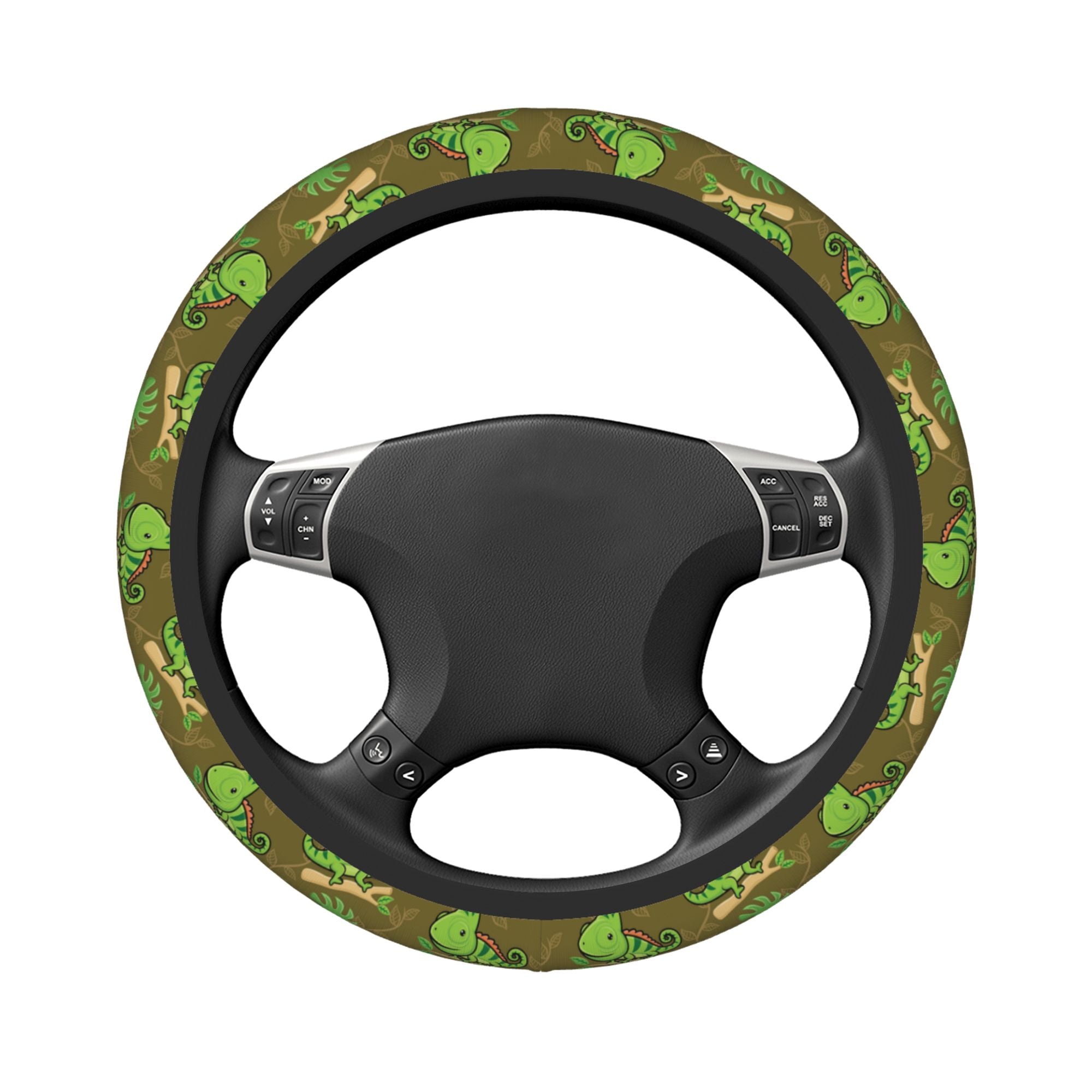 DouZhe Green Cartoon Cute Chameleons Prints Steering Wheel Cover ...