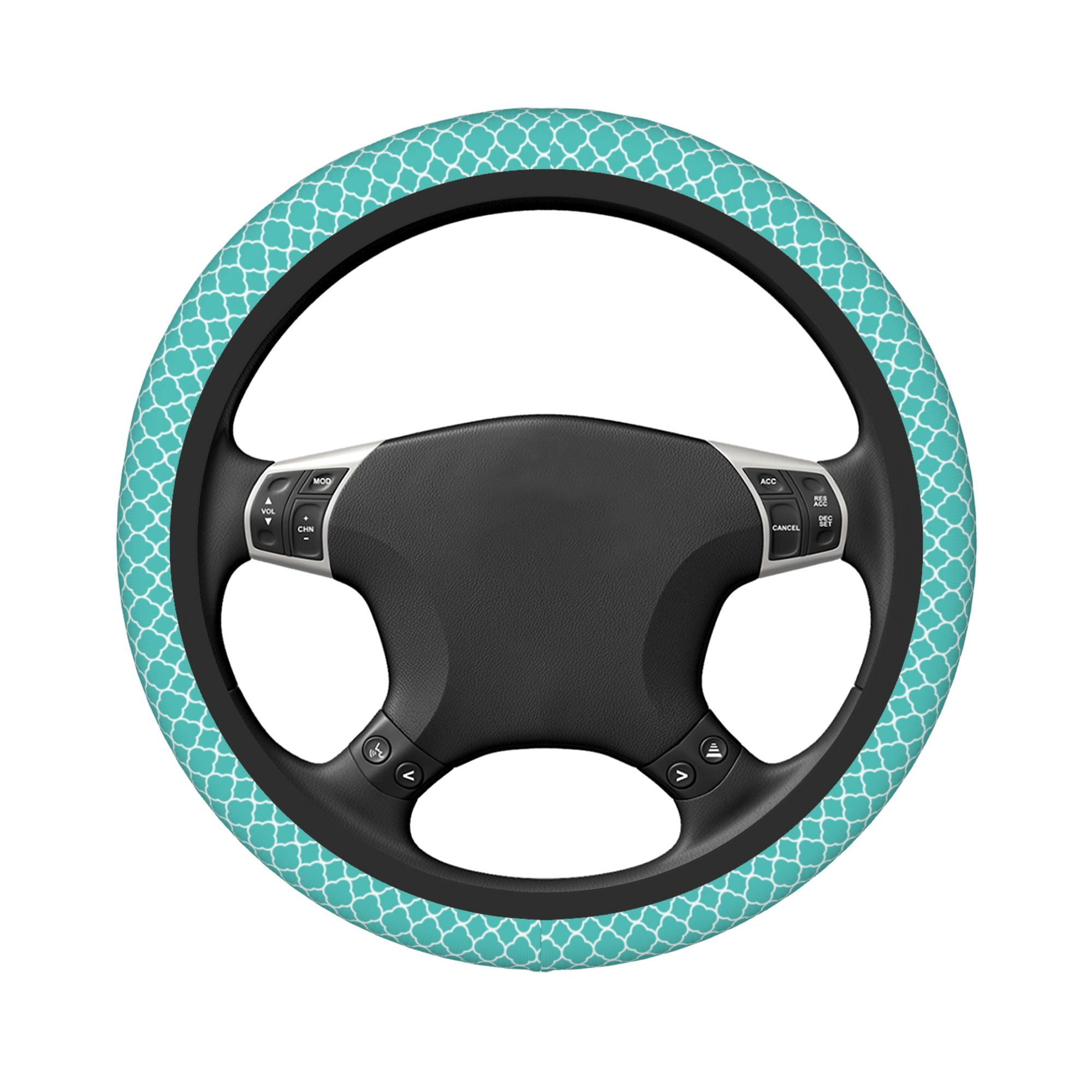 DouZhe Green Teal Quatrefoil Prints Steering Wheel Cover, Universal 15 ...