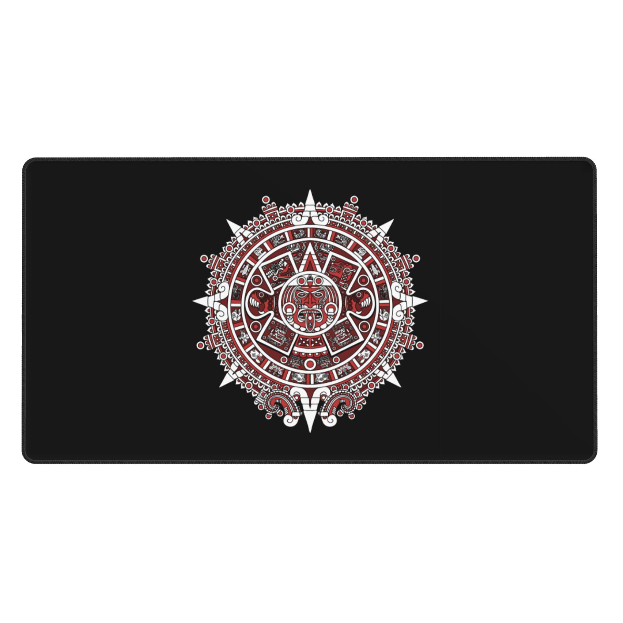 DouZhe Large Mouse Pad, Aztec Mayan Calendar Red Non-Slip Waterproof ...