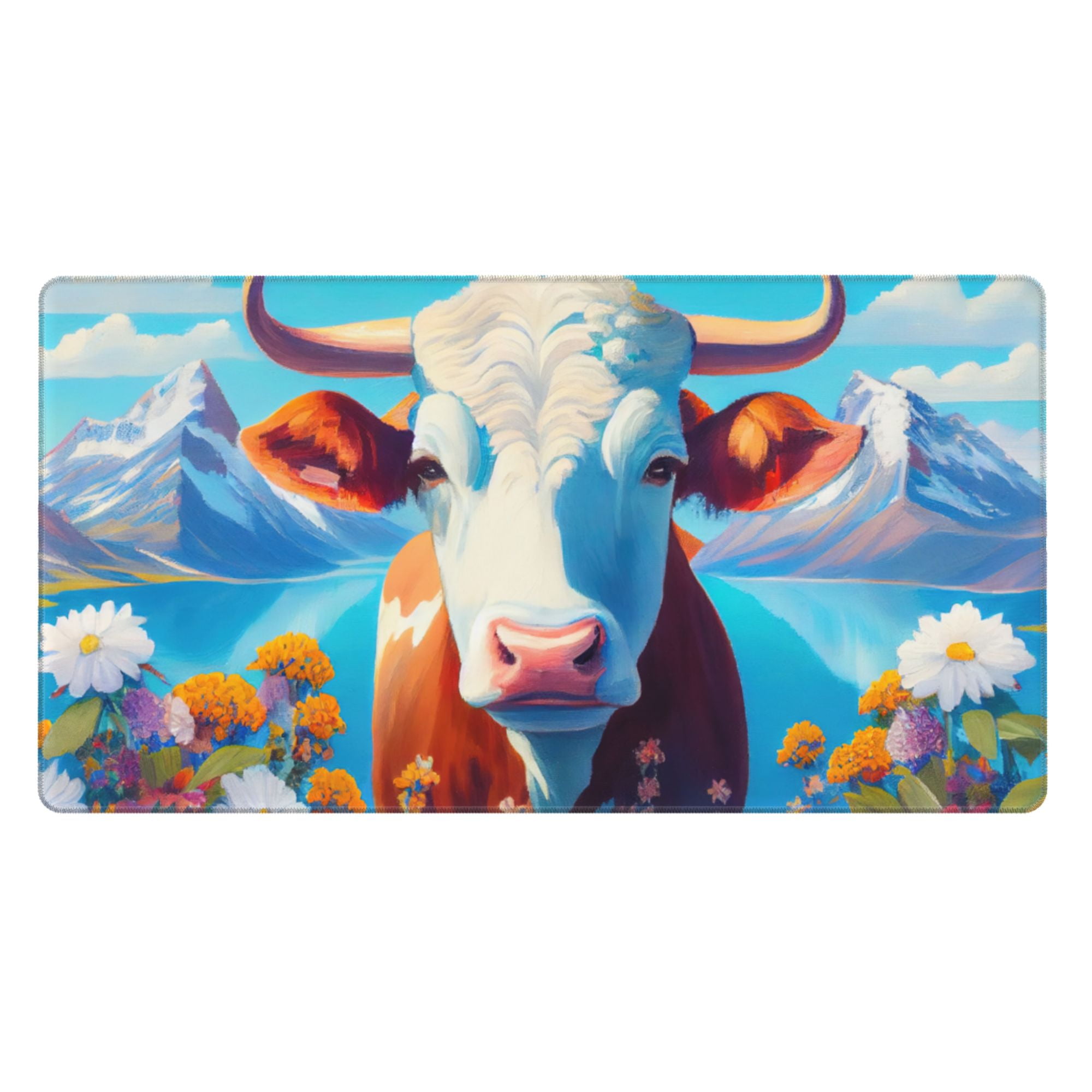 DouZhe Large Mouse Pad, Cartoon Farm Cow Village Non-Slip Waterproof ...