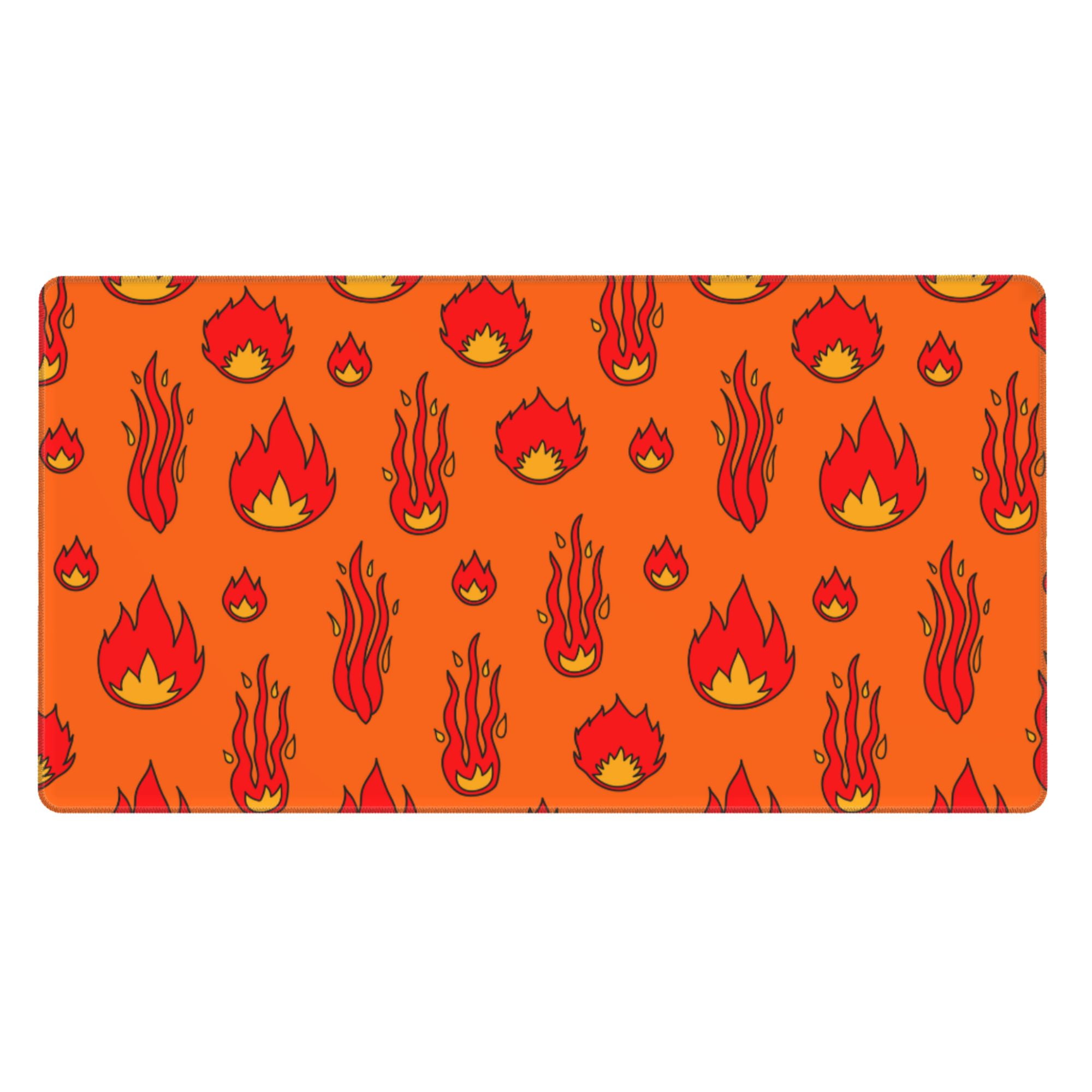 DouZhe Large Mouse Pad, Cartoon Fire Flames Red Non-Slip Waterproof ...