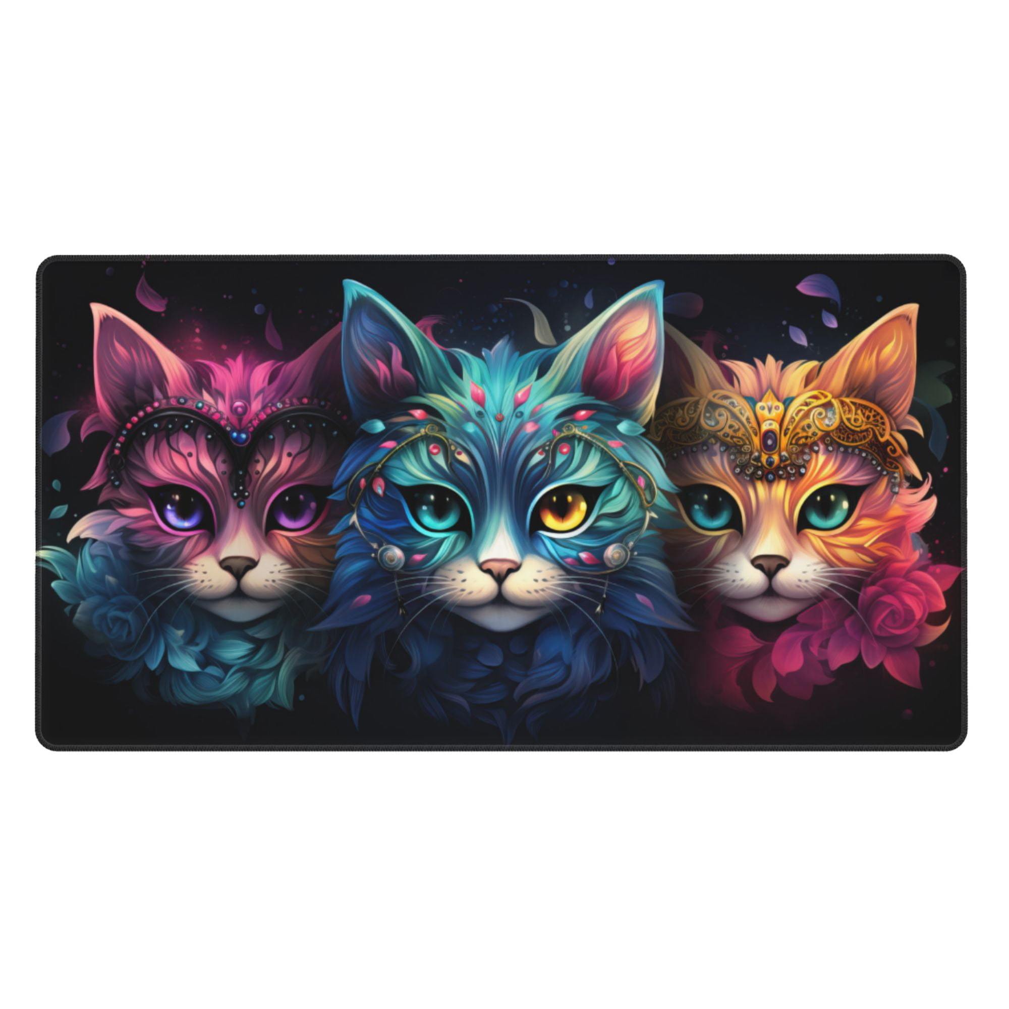 DouZhe Large Mouse Pad, Cats Mask Watercolor Non-Slip Waterproof Rubber ...