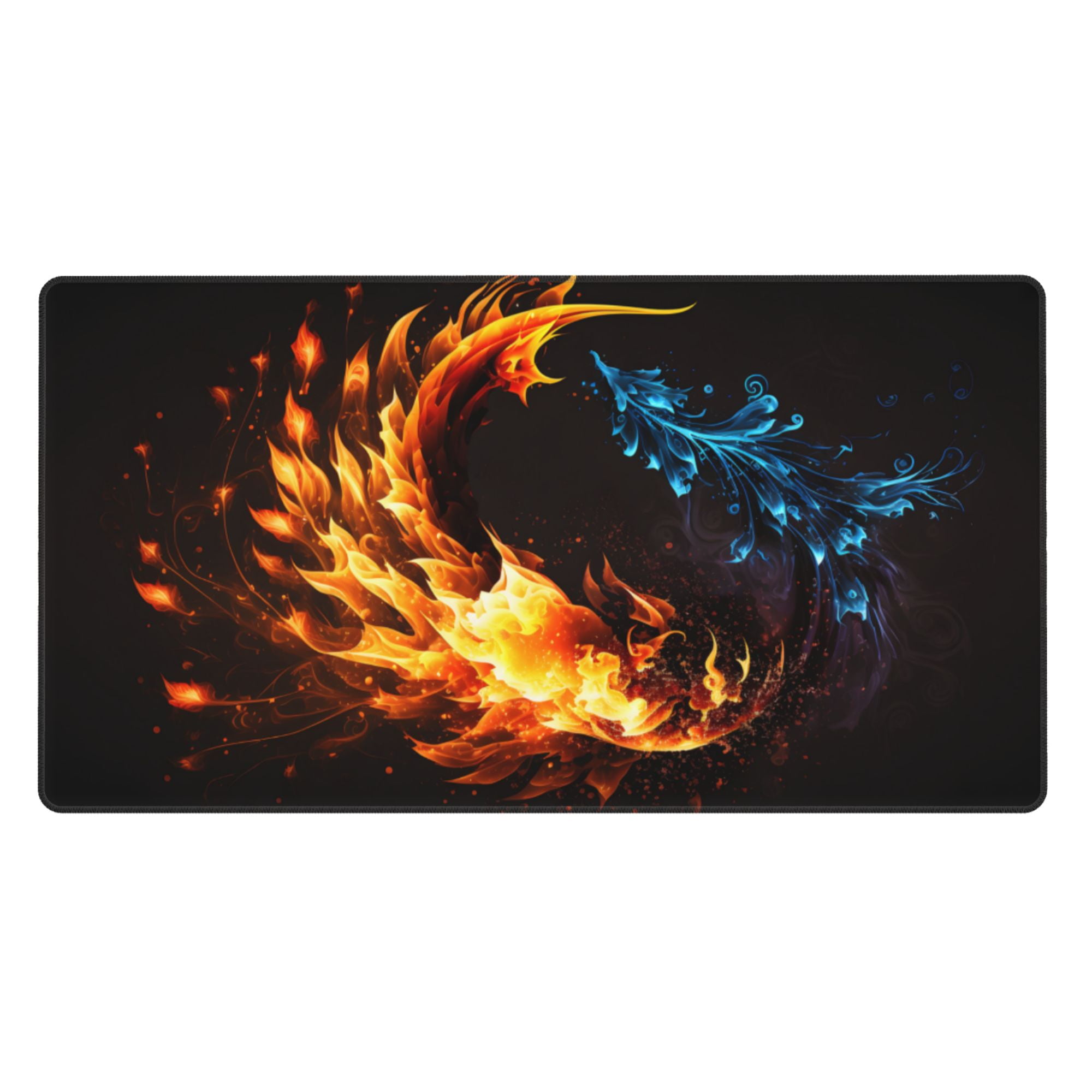 DouZhe Large Mouse Pad, Orange Blue Fire Bird Non-Slip Waterproof ...