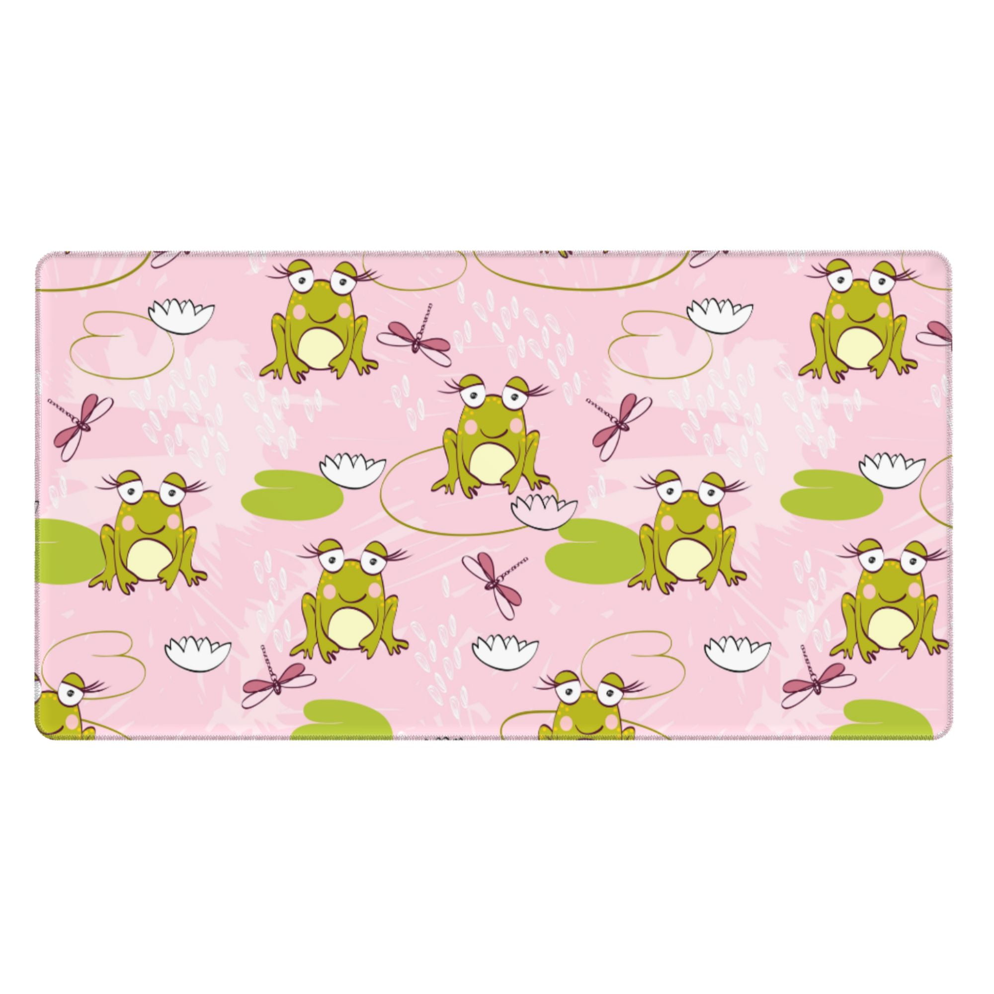 DouZhe Large Mouse Pad, Pink Cute Frogs Dragonflies Non-Slip Waterproof ...