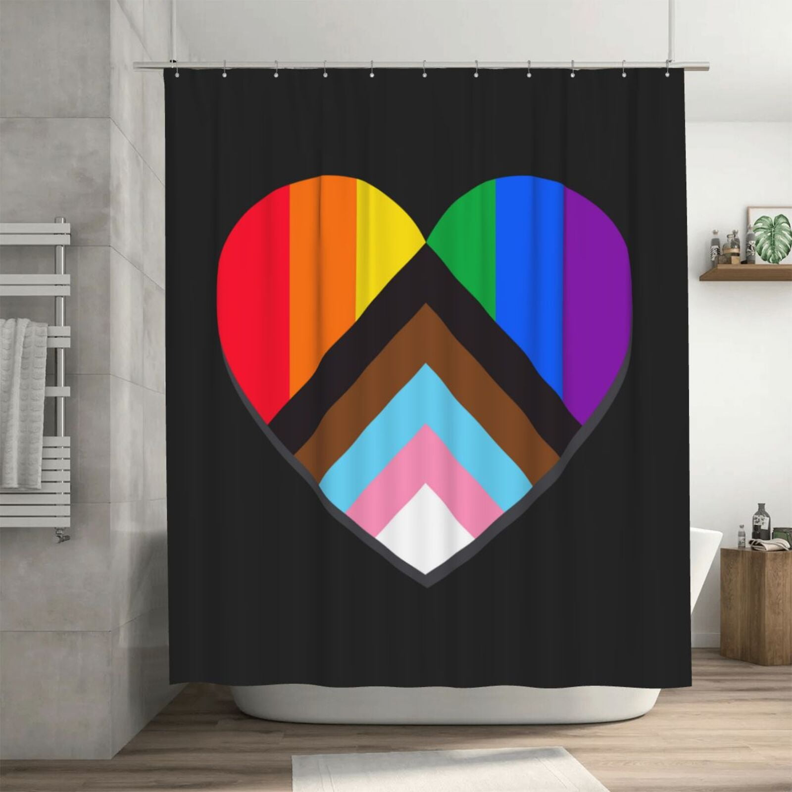 DouZhe Lgbtq Rainbow Heart Pattern Shower Curtain, Waterproof Bath ...
