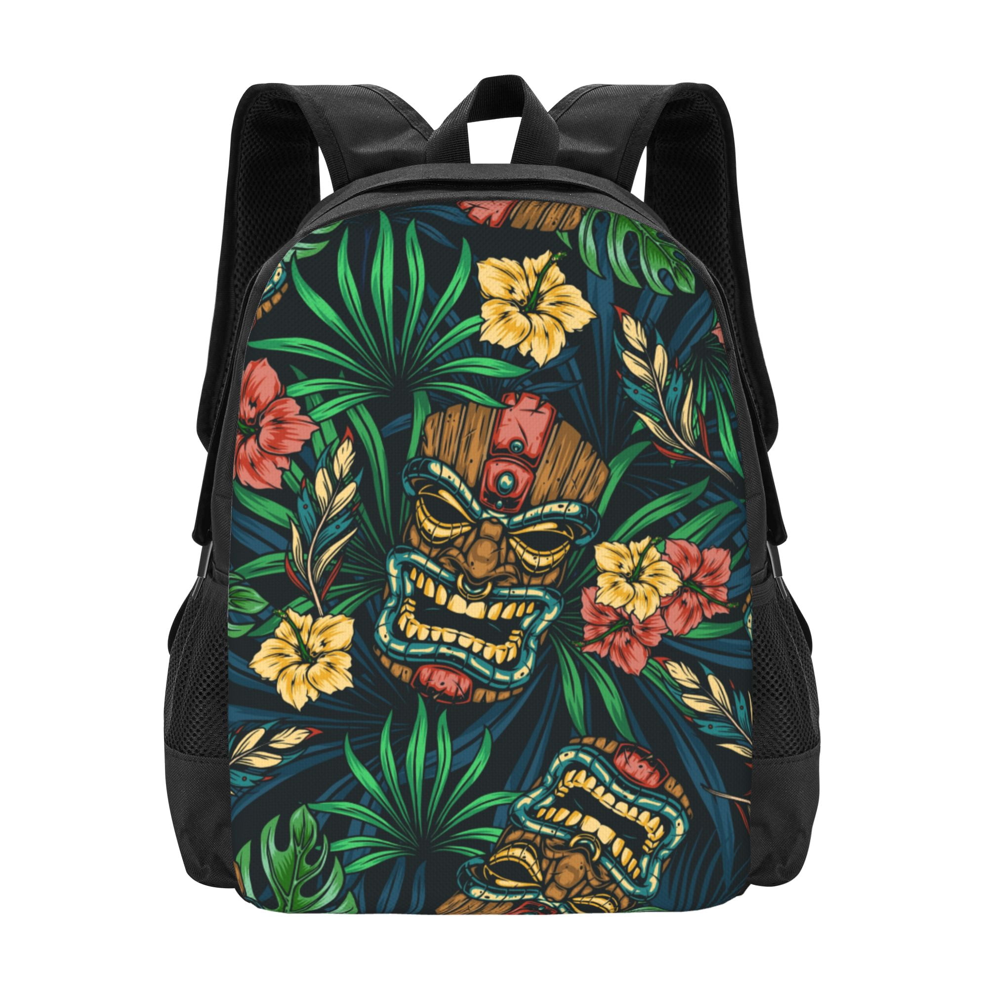DouZhe Lightweight Backpack, Hawaiian Tropical Tiki Mask Prints Travel ...