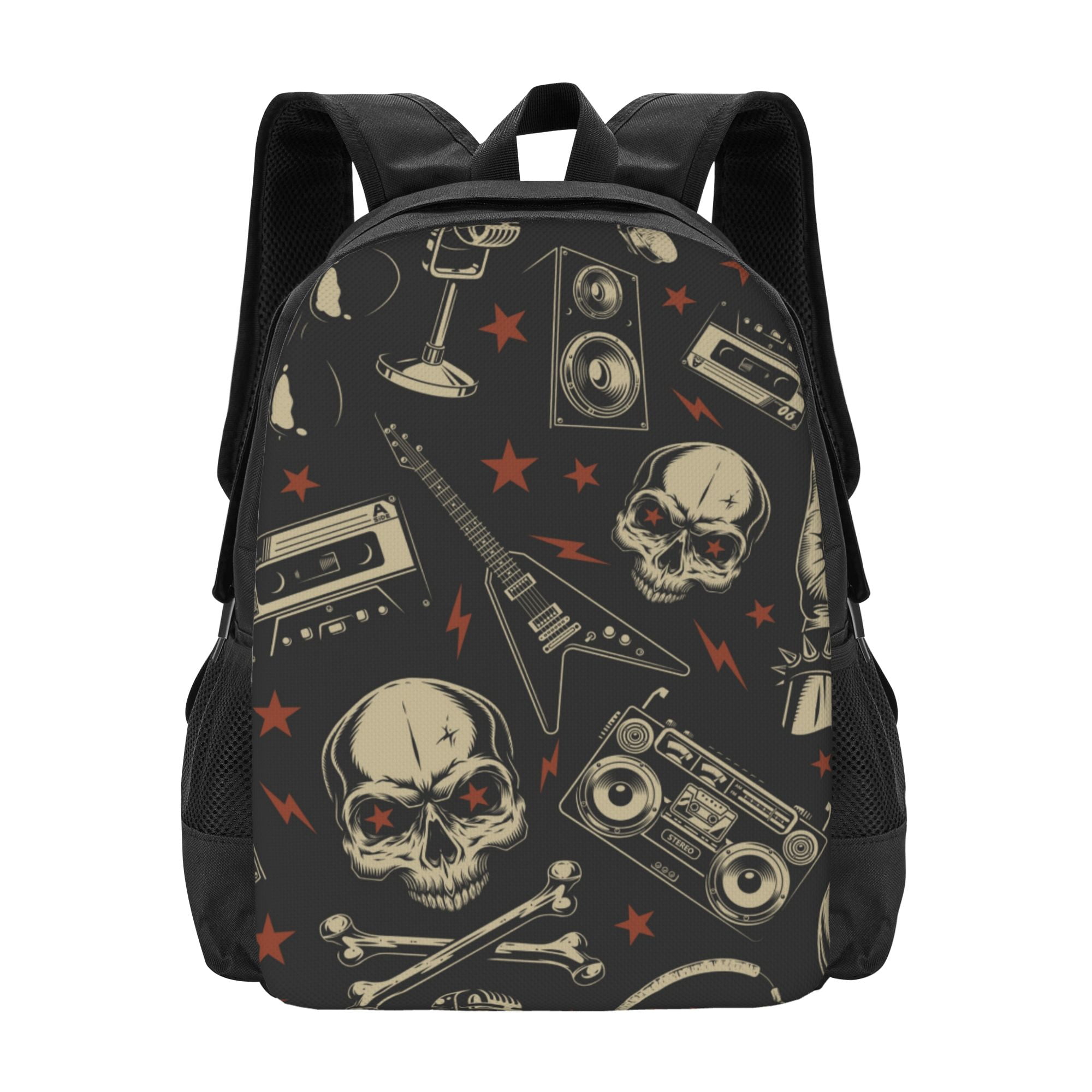DouZhe Lightweight Backpack, Skull Rock and Roll Music Prints Travel ...