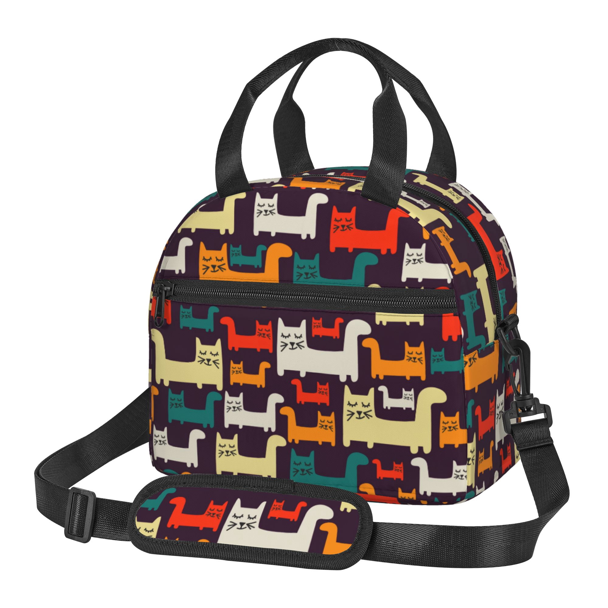 DouZhe Lunch Bags for Women and Men, Animal Doodle Colorful Cats Prints ...