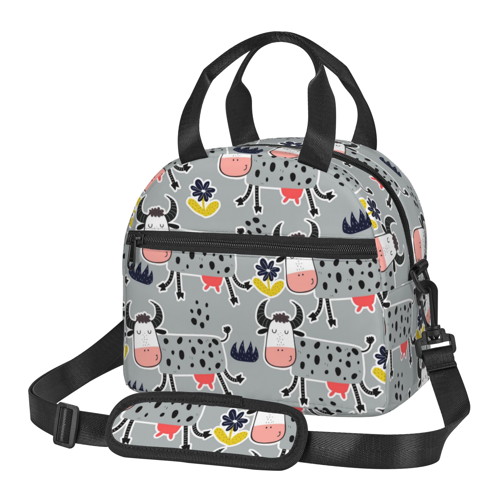 DouZhe Lunch Bags for Women and Men, Cartoon Happy Dairy Cows Prints ...