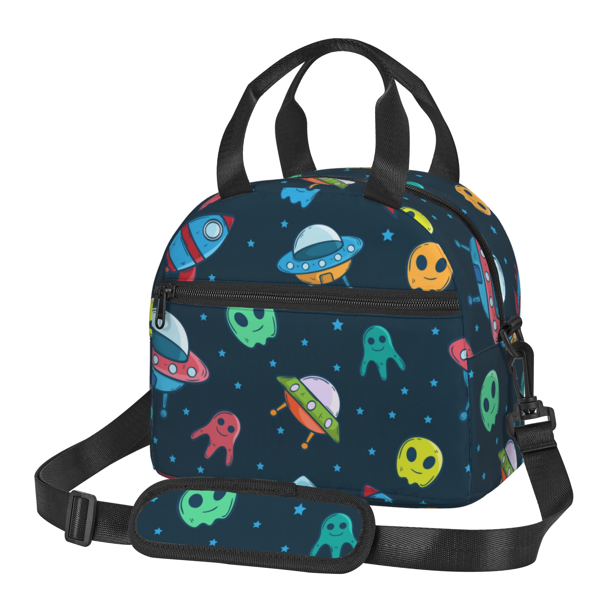 DouZhe Lunch Bags for Women and Men, Cartoon UFO Spaceship Rockets ...