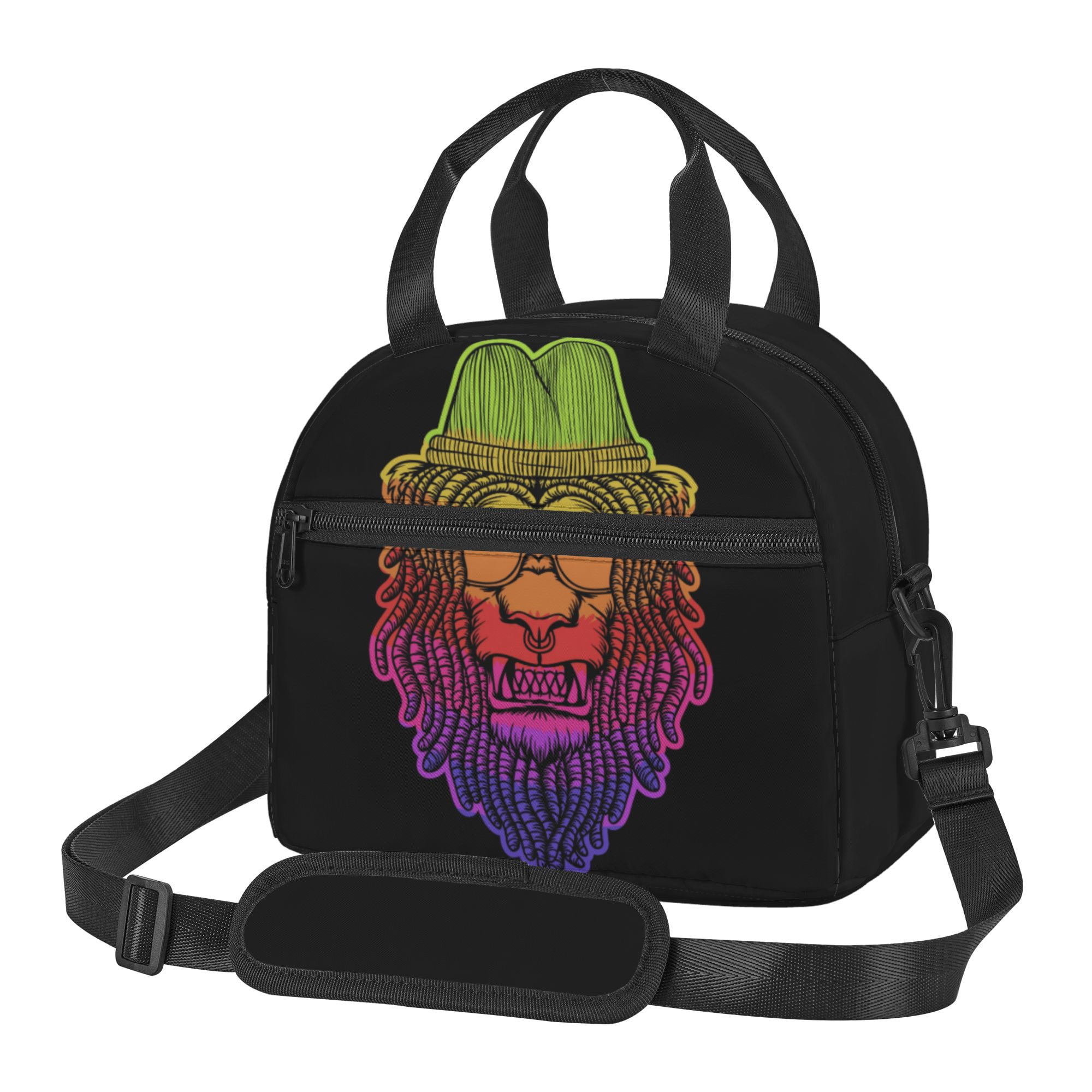 DouZhe Lunch Bags for Women and Men, Colorful Dreadlocks Lion Prints ...