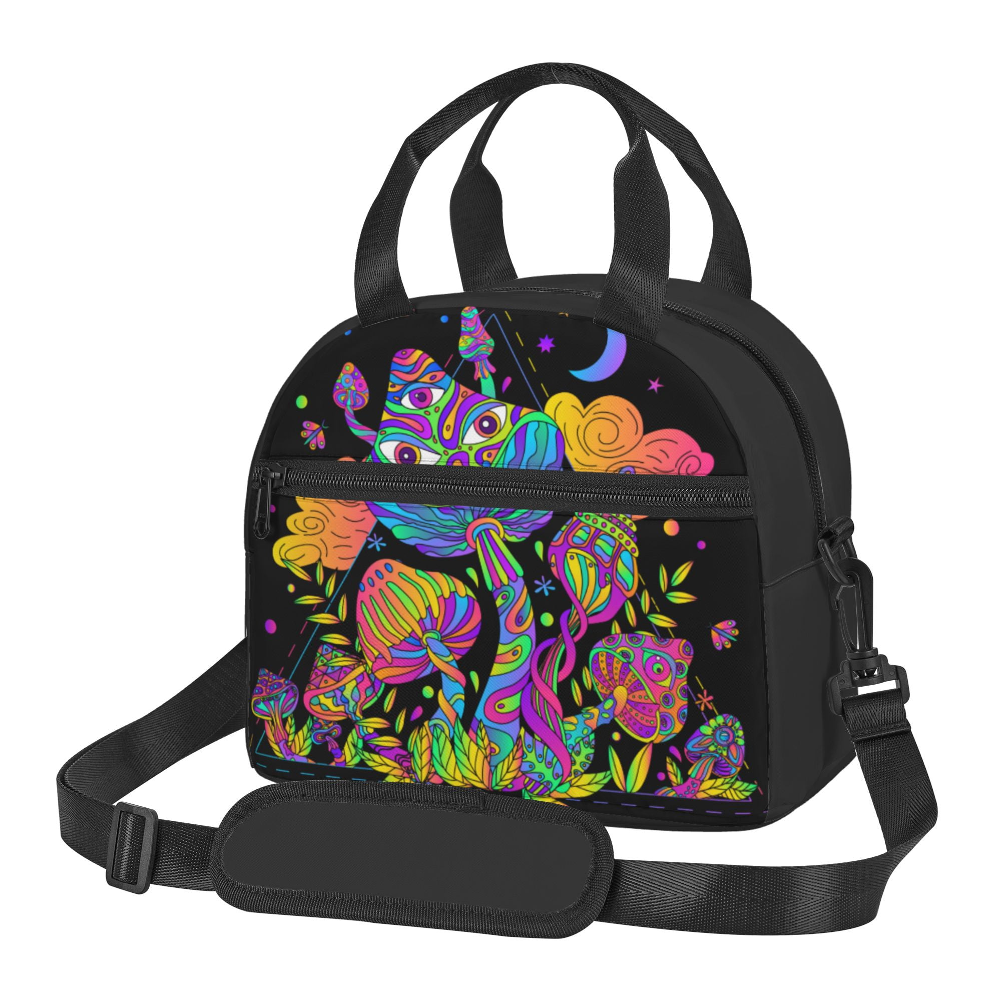 DouZhe Lunch Bags for Women and Men, Neon Colored Trippy Mushroom ...