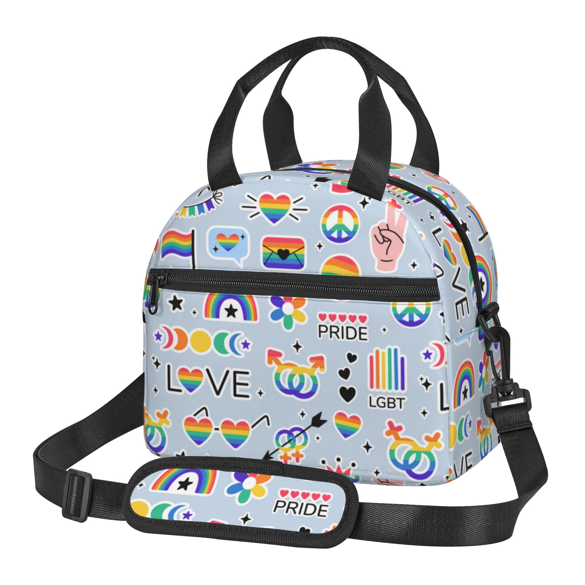DouZhe Lunch Bags for Women and Men, Rainbow Lgbt Pride Doodle Sticker ...