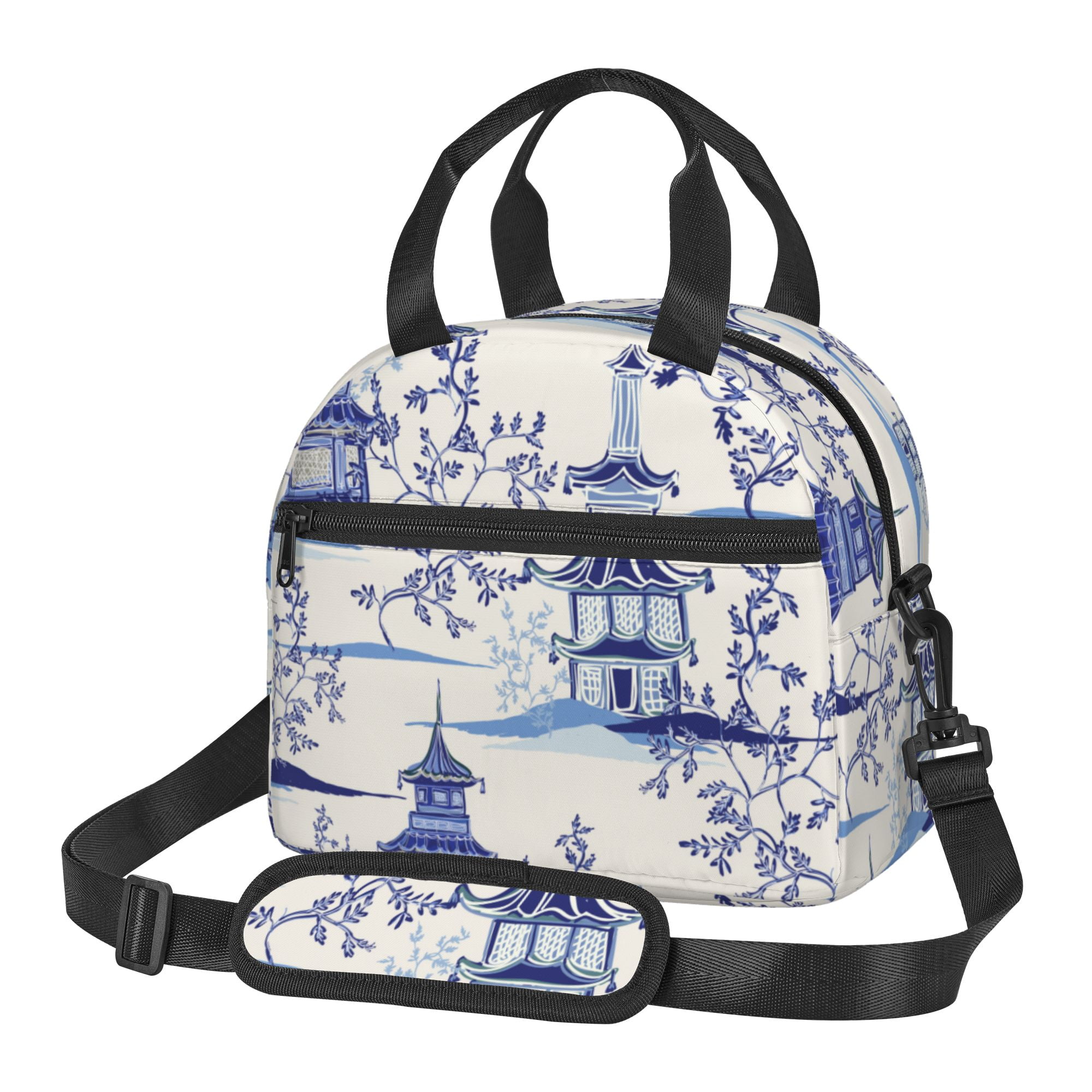 DouZhe Lunch Bags for Women and Men, Vintage Ink Blue Chinoiserie ...