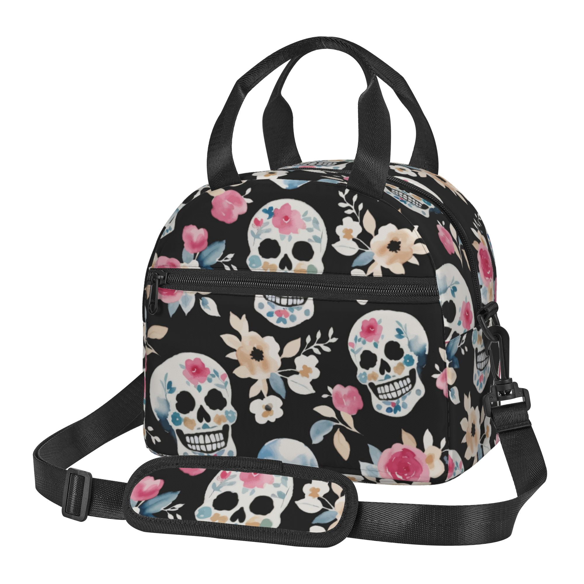 DouZhe Lunch Bags for Women and Men, Watercolor Dia De Muertos Skulls ...