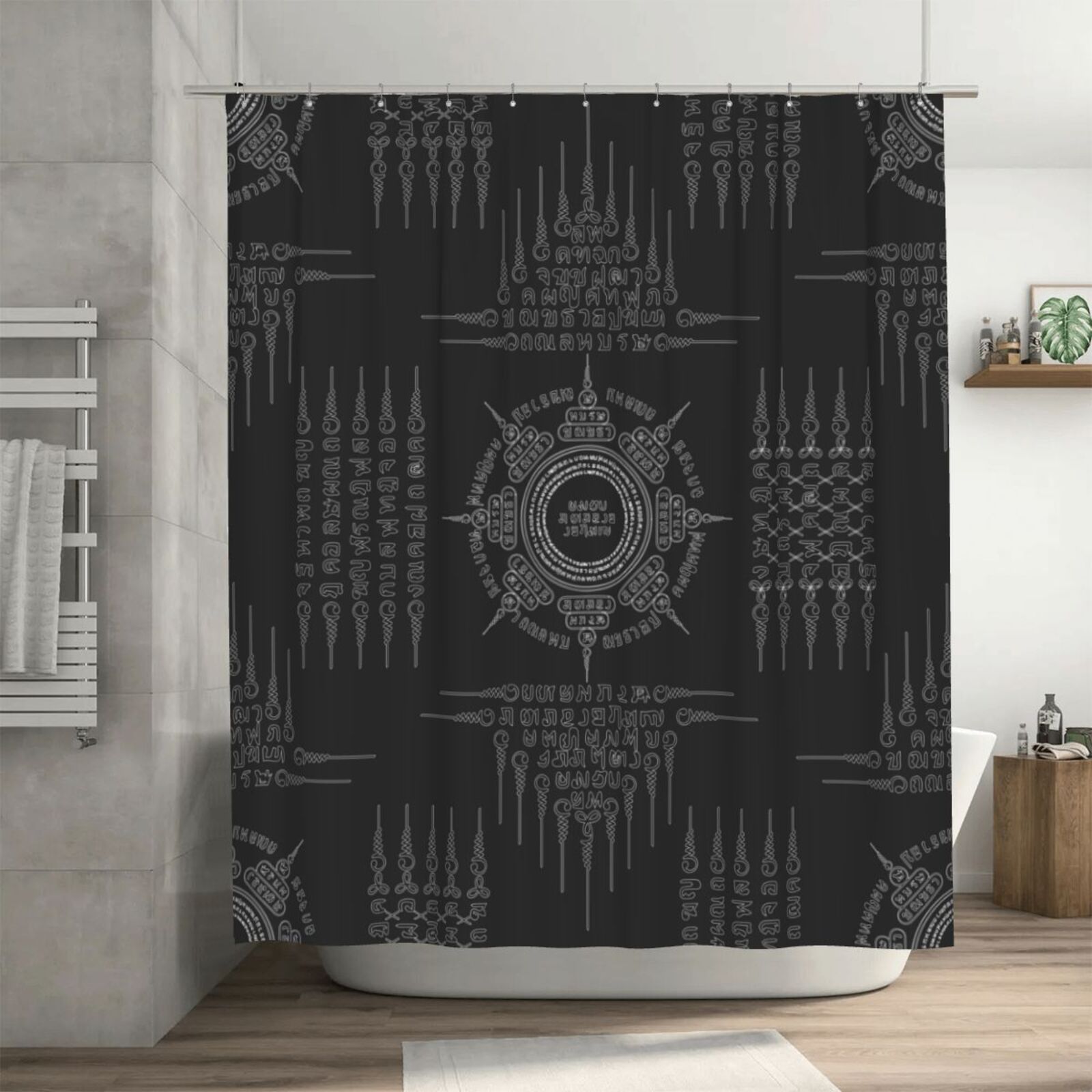 DouZhe Mystic Viking Gothic Runes Pattern Shower Curtain, Waterproof ...