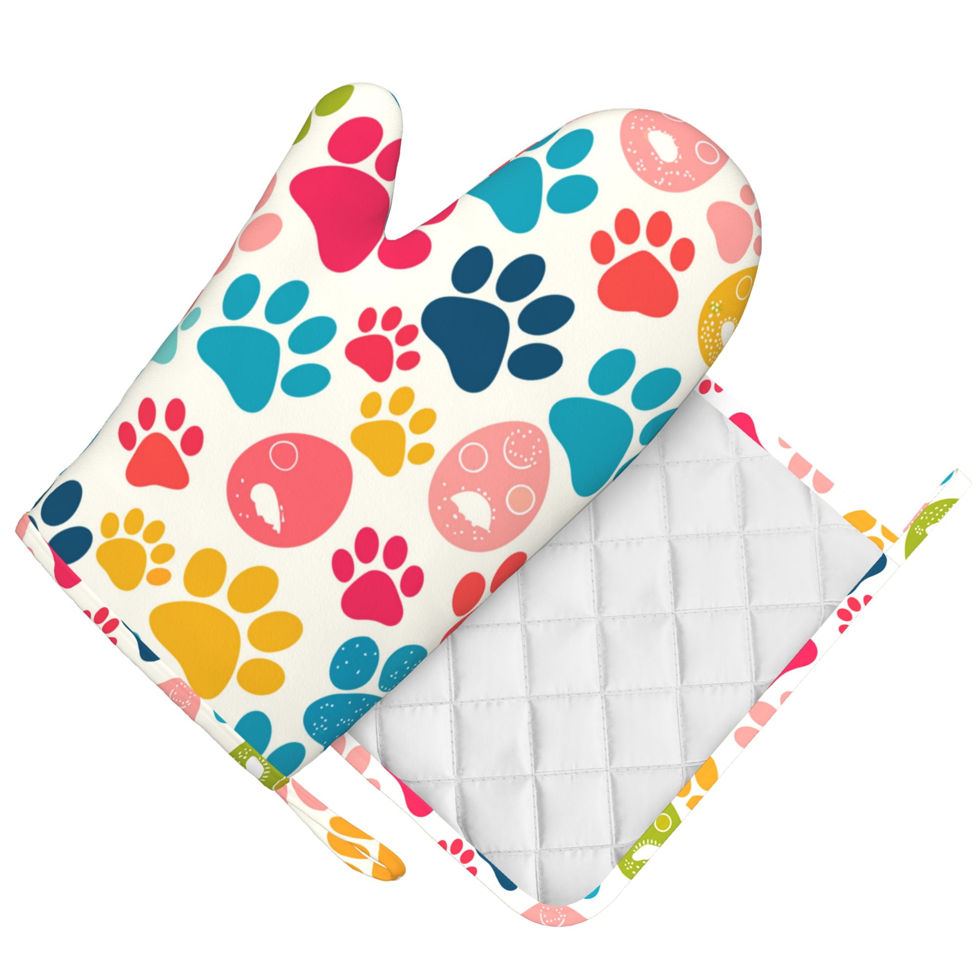 DouZhe Oven Mitts and Pot Holders Sets, Cute Cat Puppy Paws Prints Non ...