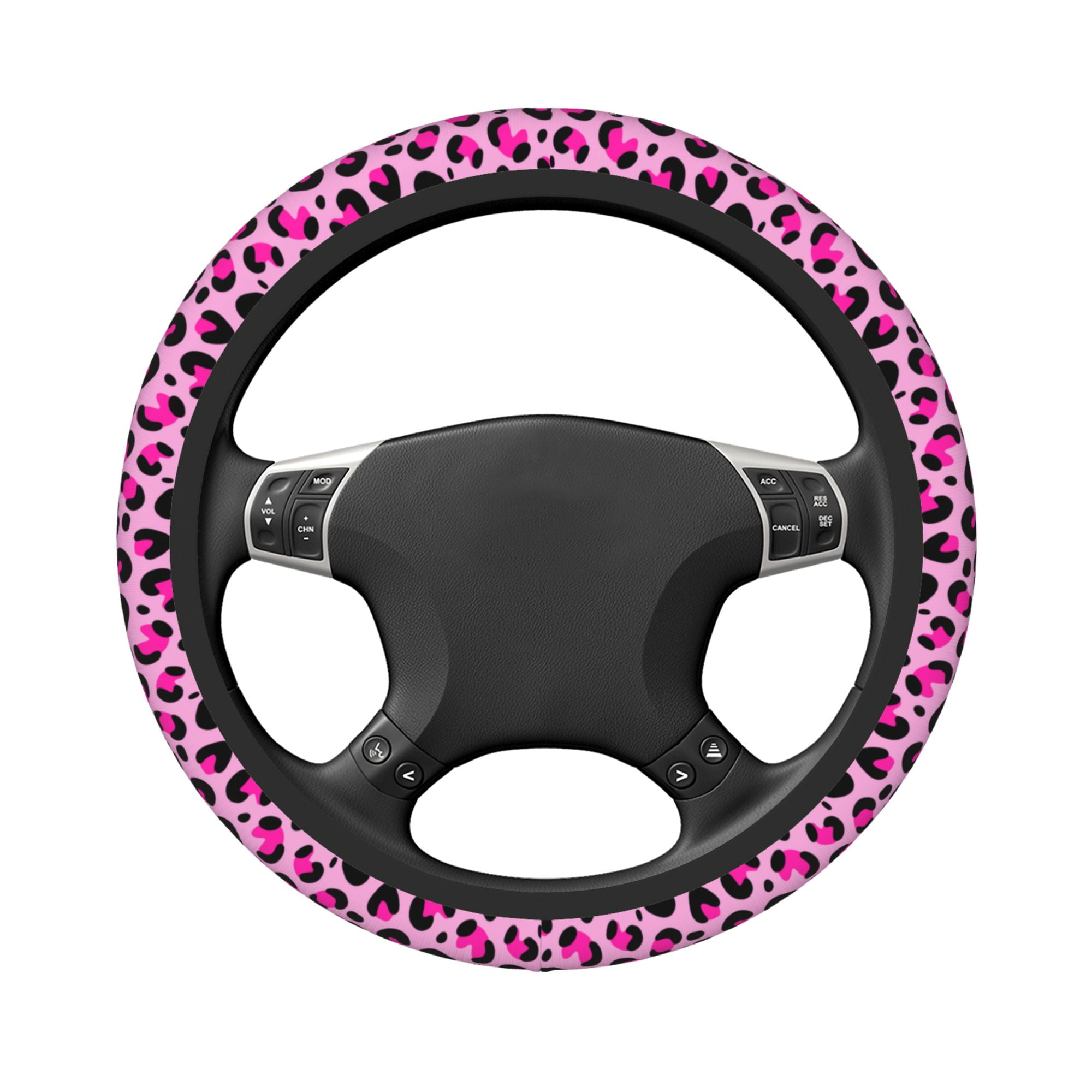 DouZhe Pink Leopard Camouflage Prints Steering Wheel Cover Universal 15 inch Anti Slip Odorless Elastic Car Steering Wheels Cover for Women Men Walmart