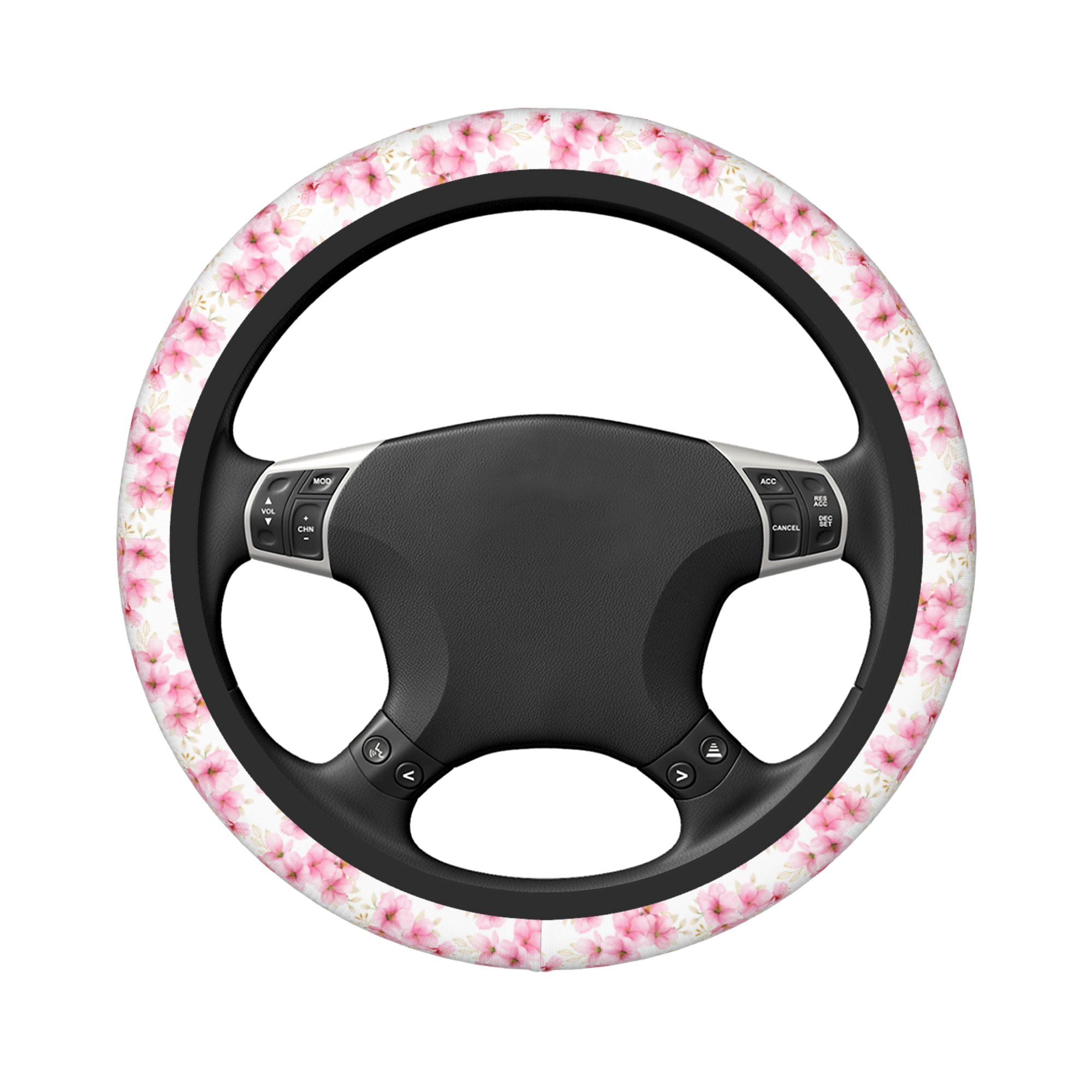 DouZhe Pink Watercolor Cherry Blossom Prints Steering Wheel Cover ...