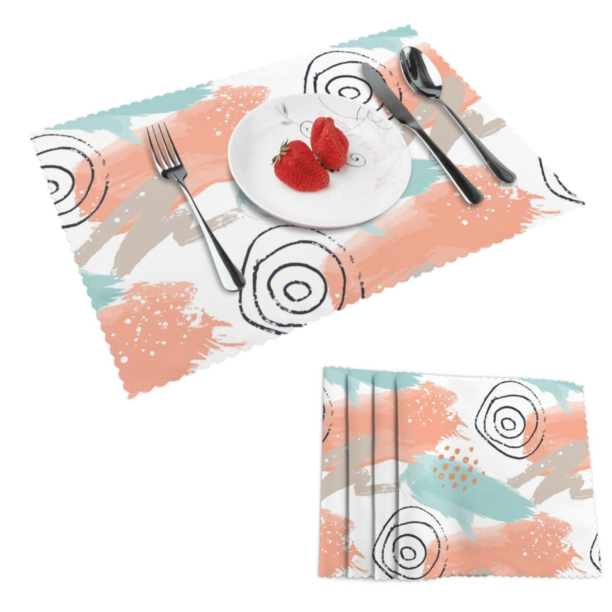 DouZhe Polyester Placemats Set of 4, Abstract Colorful Graffiti Pattern ...