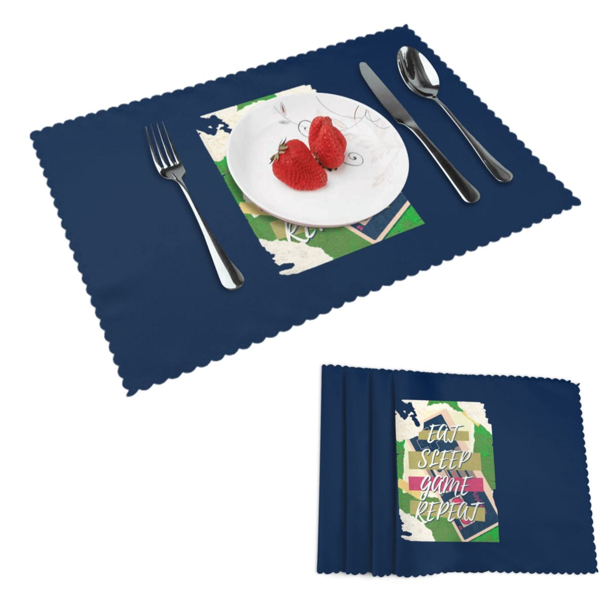 DouZhe Polyester Placemats Set of 4, Abstract Eat Sleep Game Repeat ...