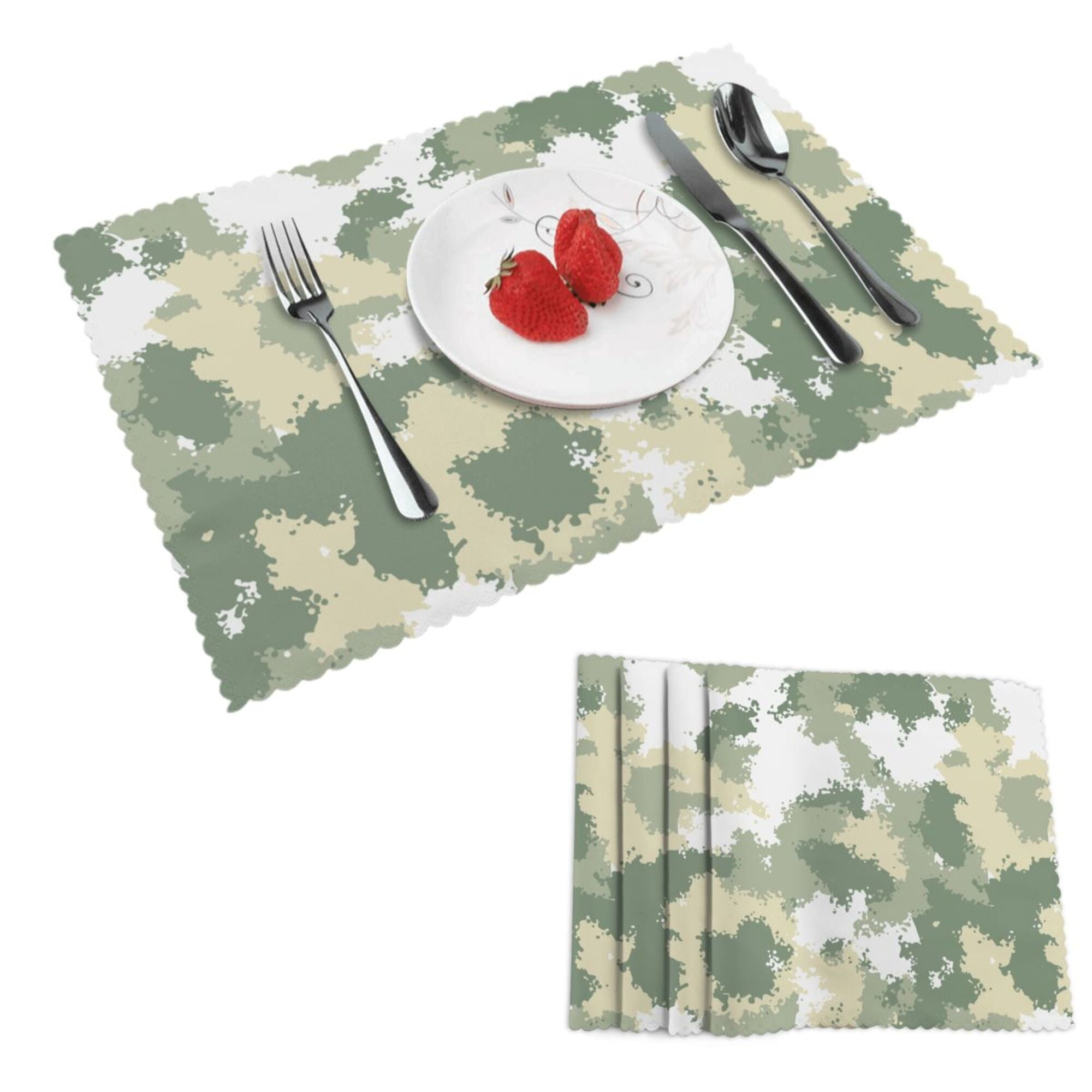 DouZhe Polyester Placemats Set of 4, Abstract Paint Splash Camouflage ...