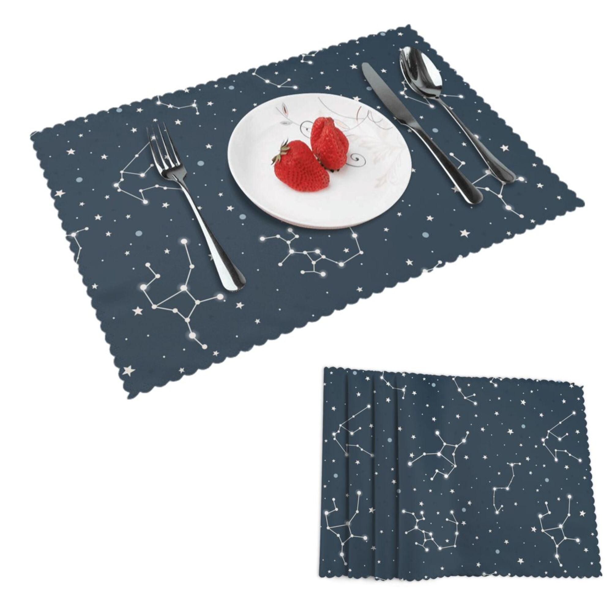 DouZhe Polyester Placemats Set of 4, Blue Space Constellation Stars ...