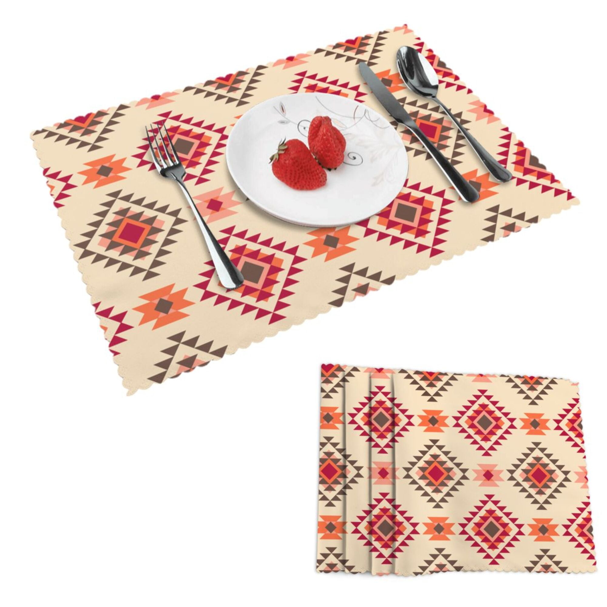 DouZhe Polyester Placemats Set of 4, Bohemian Southwest Ethnic Style ...