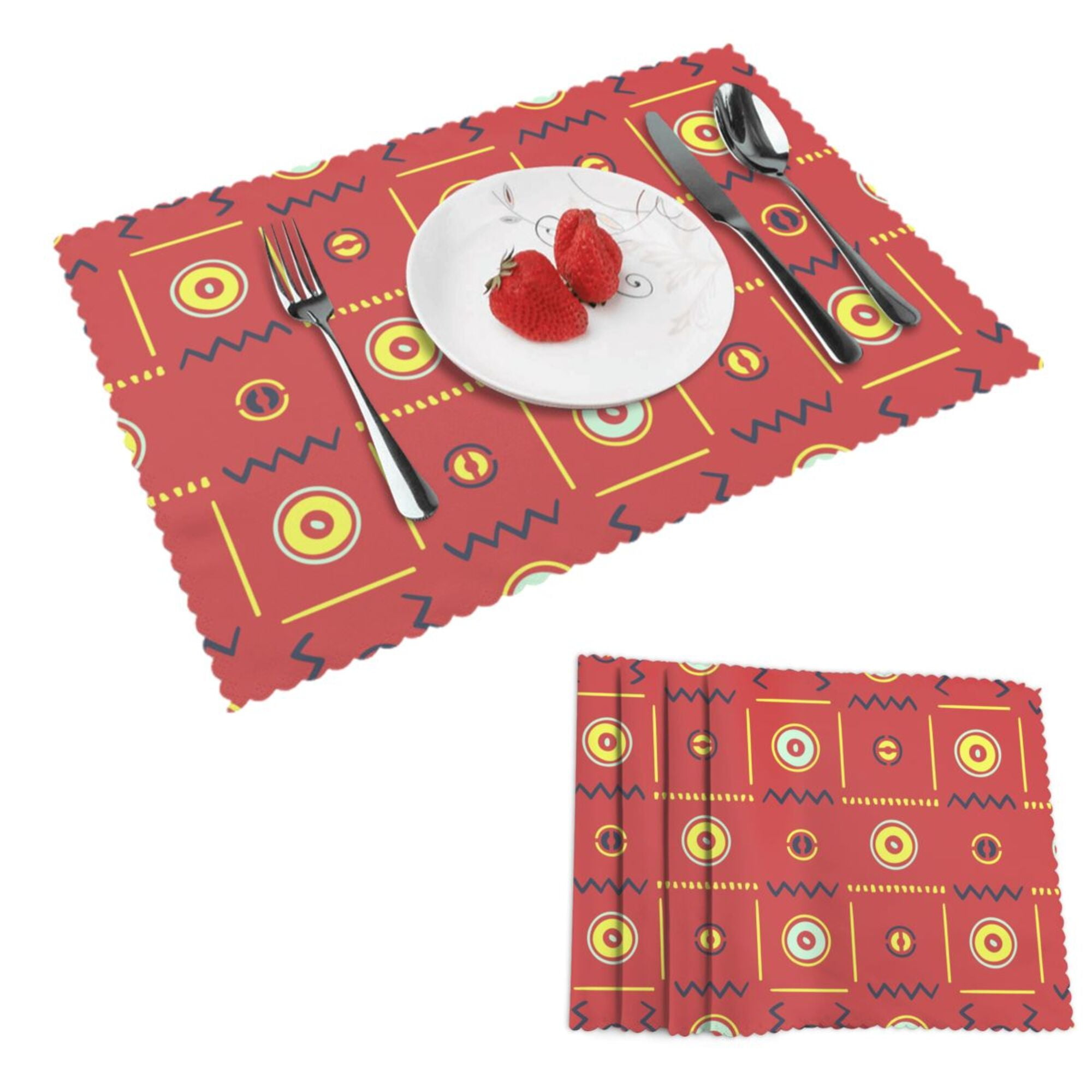 DouZhe Polyester Placemats Set of 4, Boho Ethnic Retro Tribe Style ...