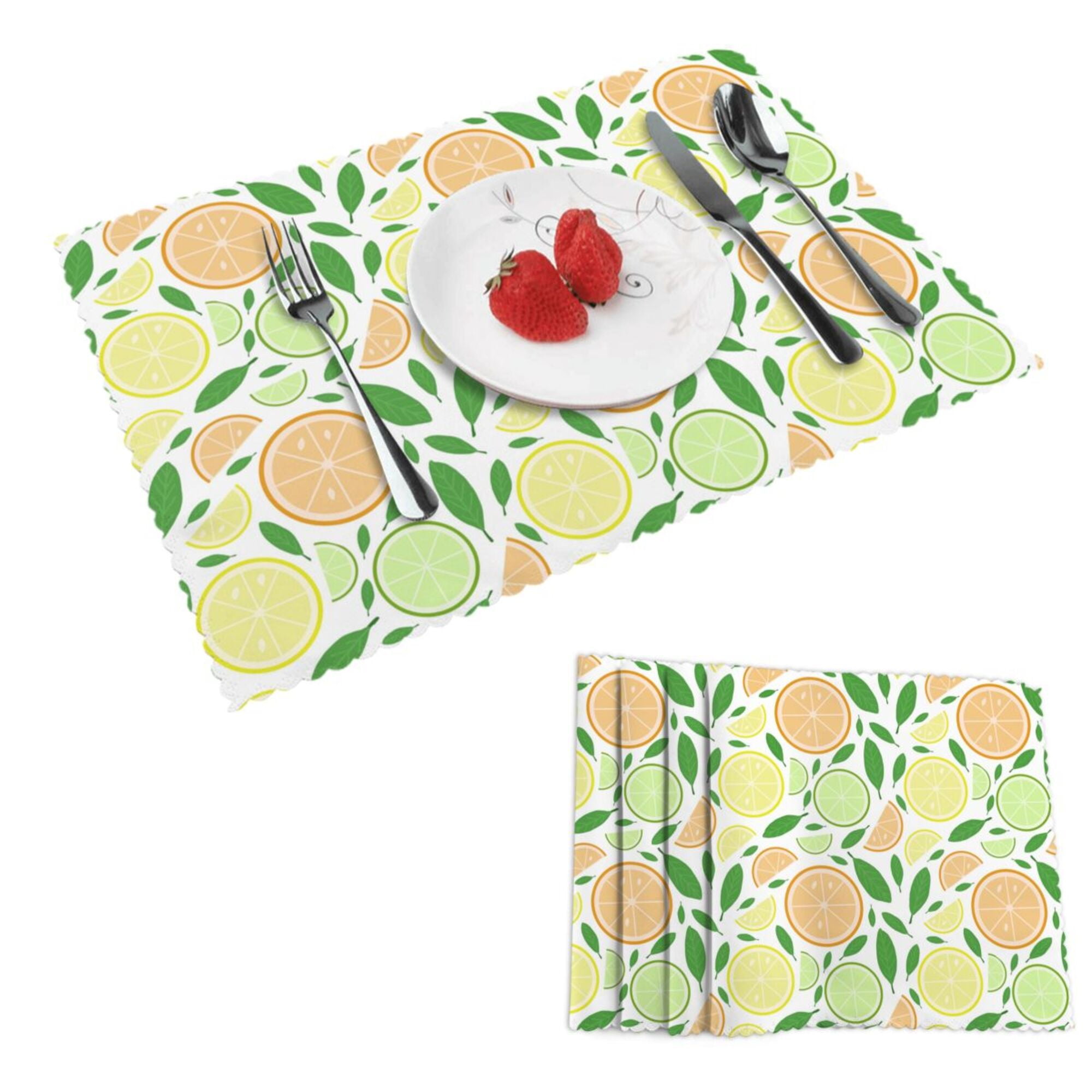 DouZhe Polyester Placemats Set of 4, Cartoon Lemon Orange Slices ...