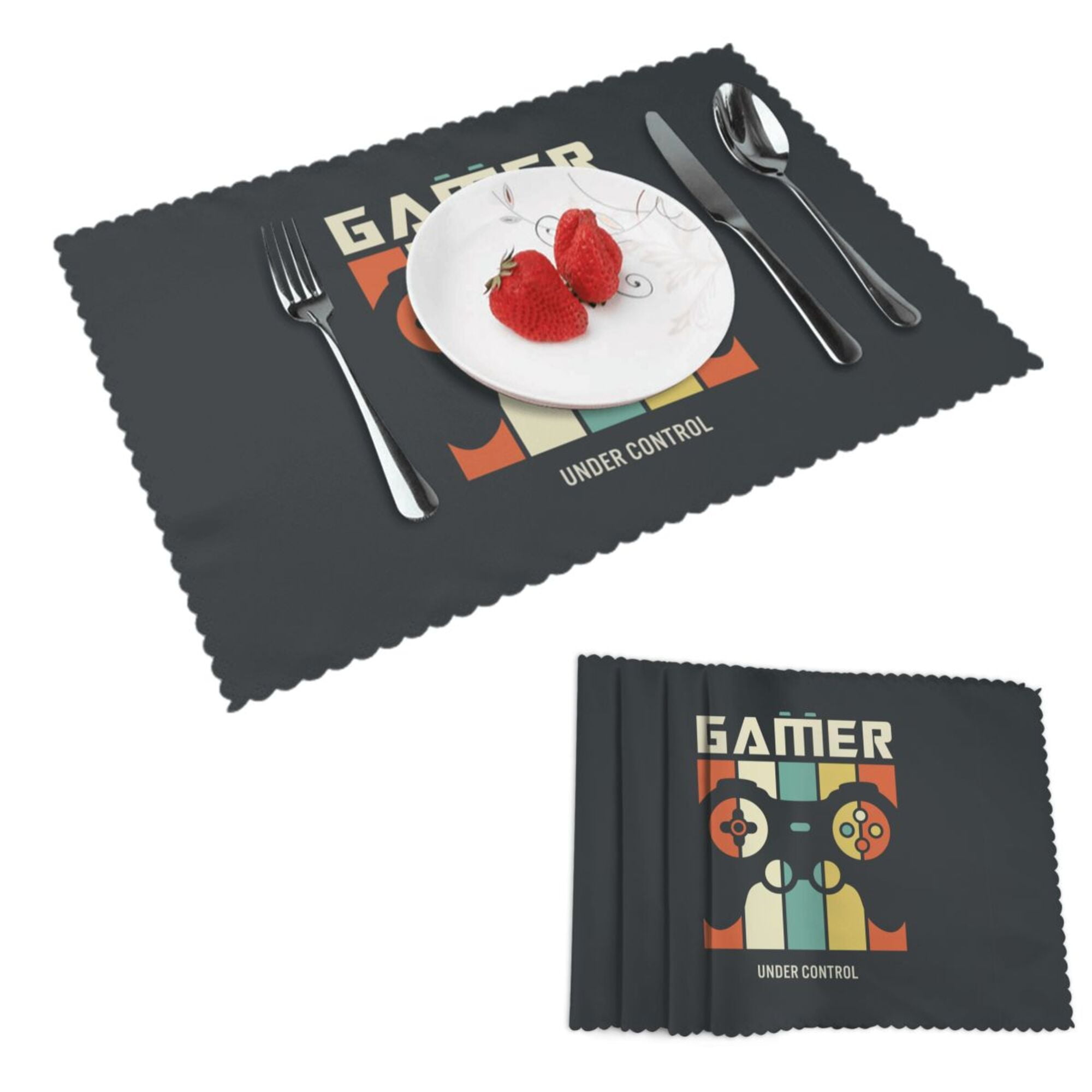 DouZhe Polyester Placemats Set of 4, Gamer Gamepad Joysticks Pattern ...
