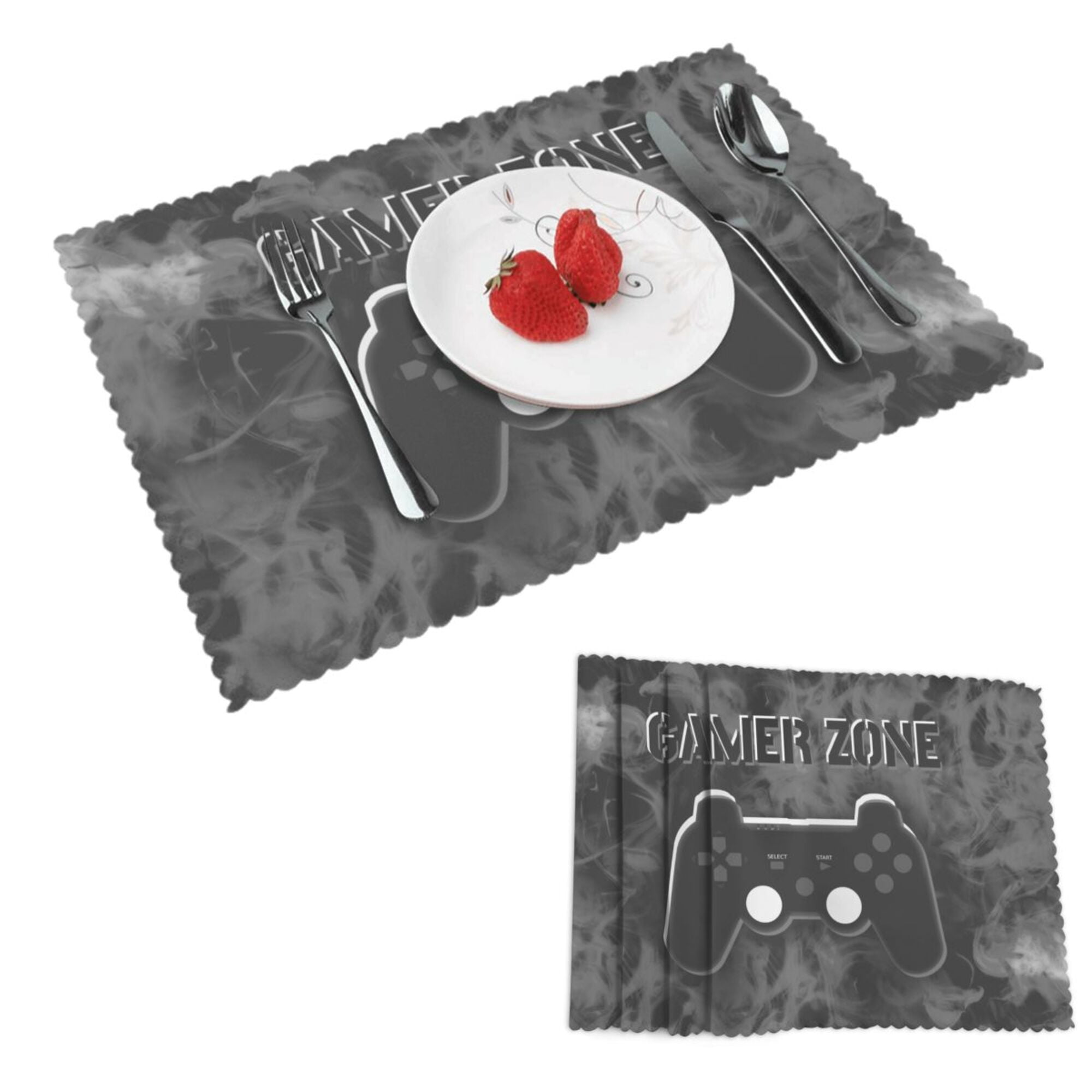 DouZhe Polyester Placemats Set of 4, Gamer Zone Gray Game Controller ...