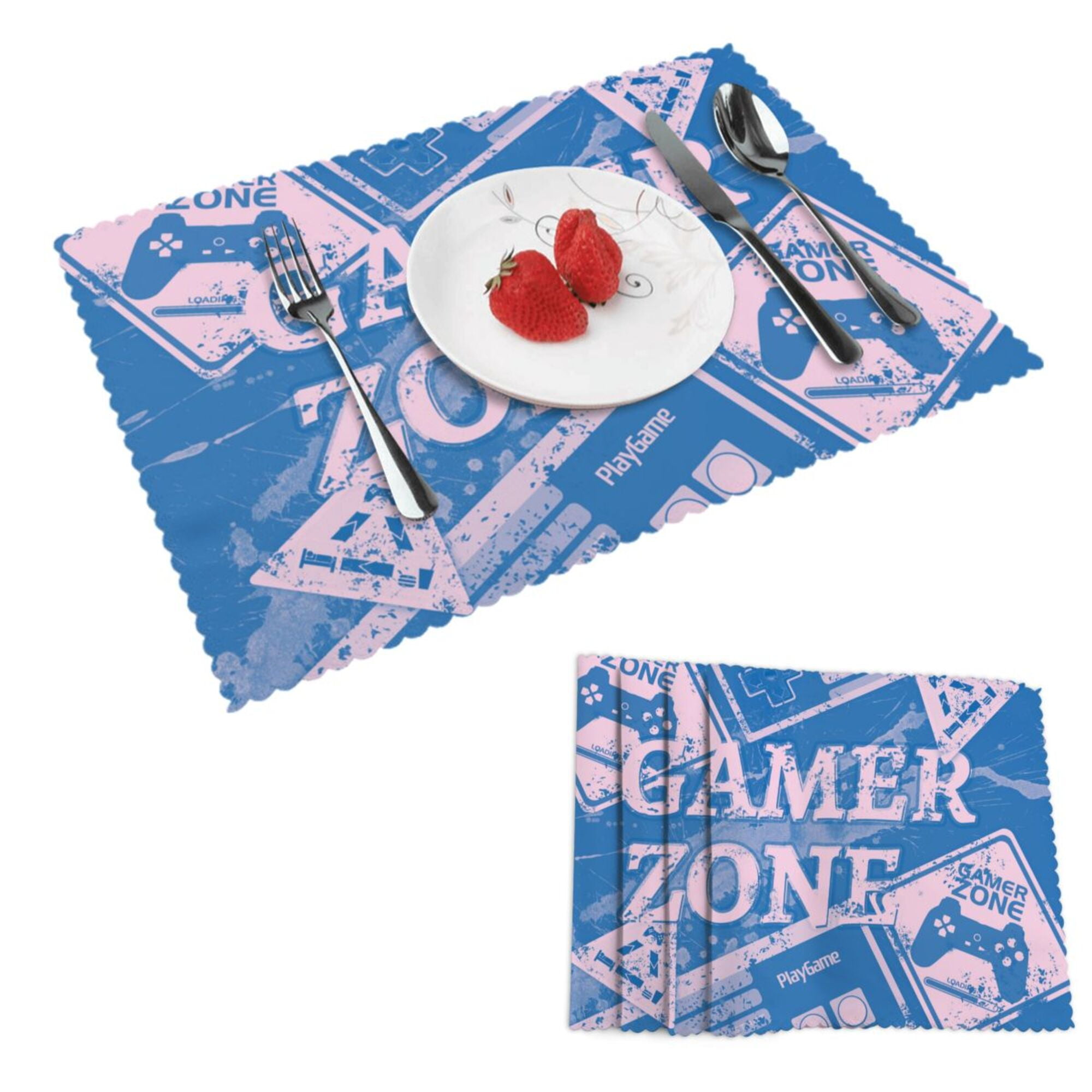 DouZhe Polyester Placemats Set of 4, Games Area Gamer Zone Pattern Heat ...