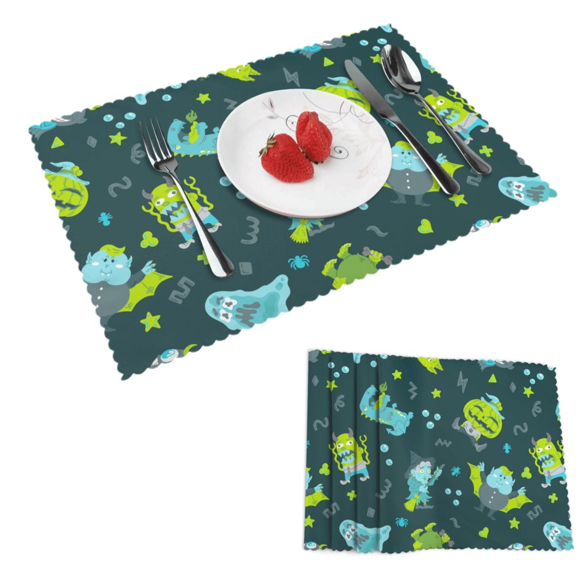 DouZhe Polyester Placemats Set of 4, Halloween Cartoon Character ...