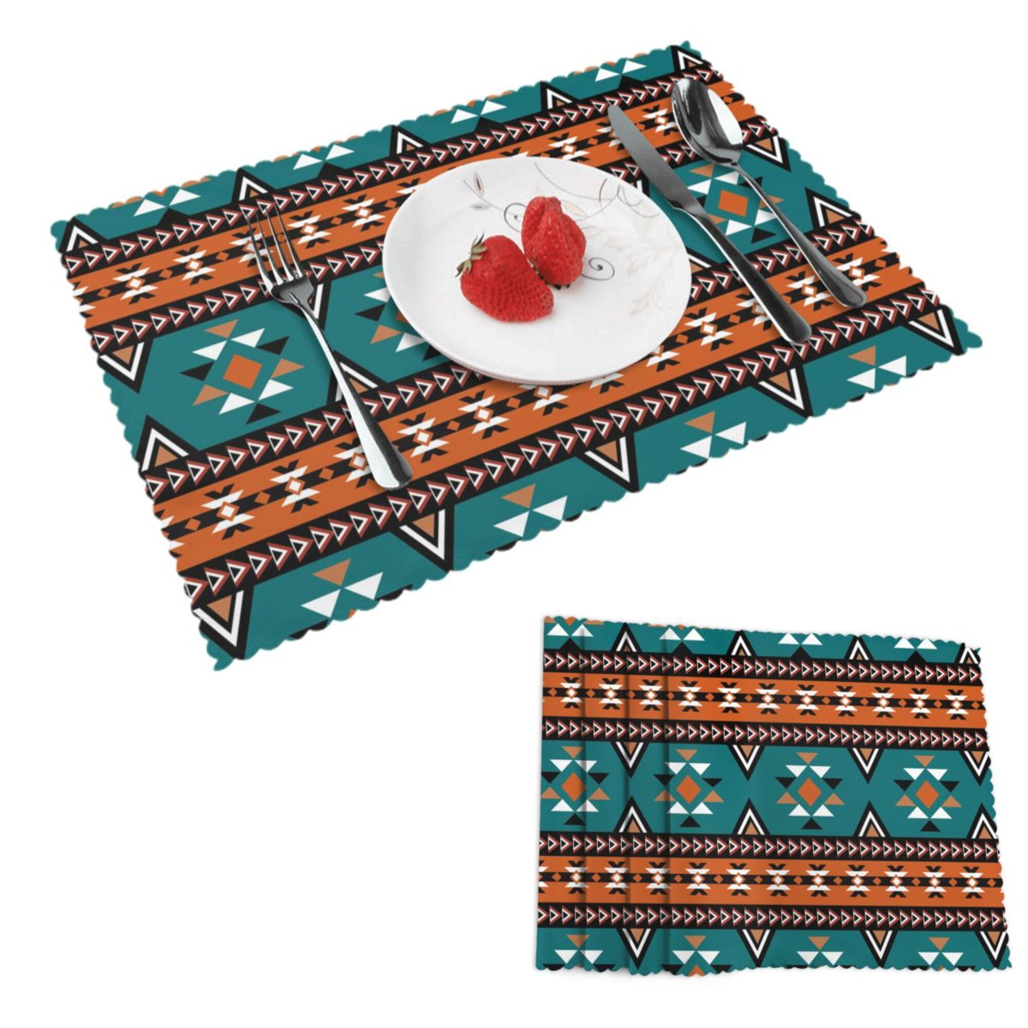 DouZhe Polyester Placemats Set of 4, Retro Southwestern Traditional ...