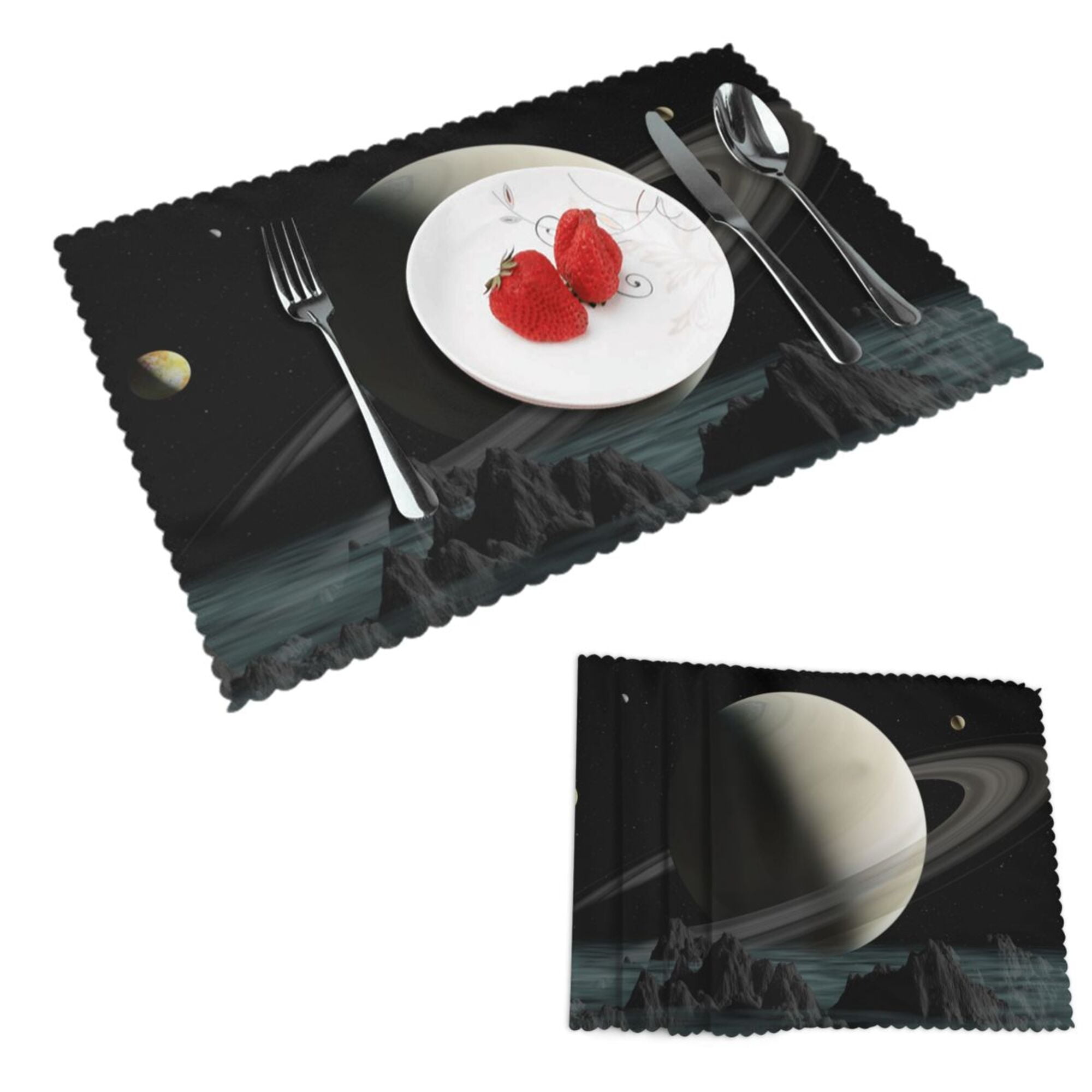 DouZhe Polyester Placemats Set of 4, Saturn Planets Space Moon Pattern ...
