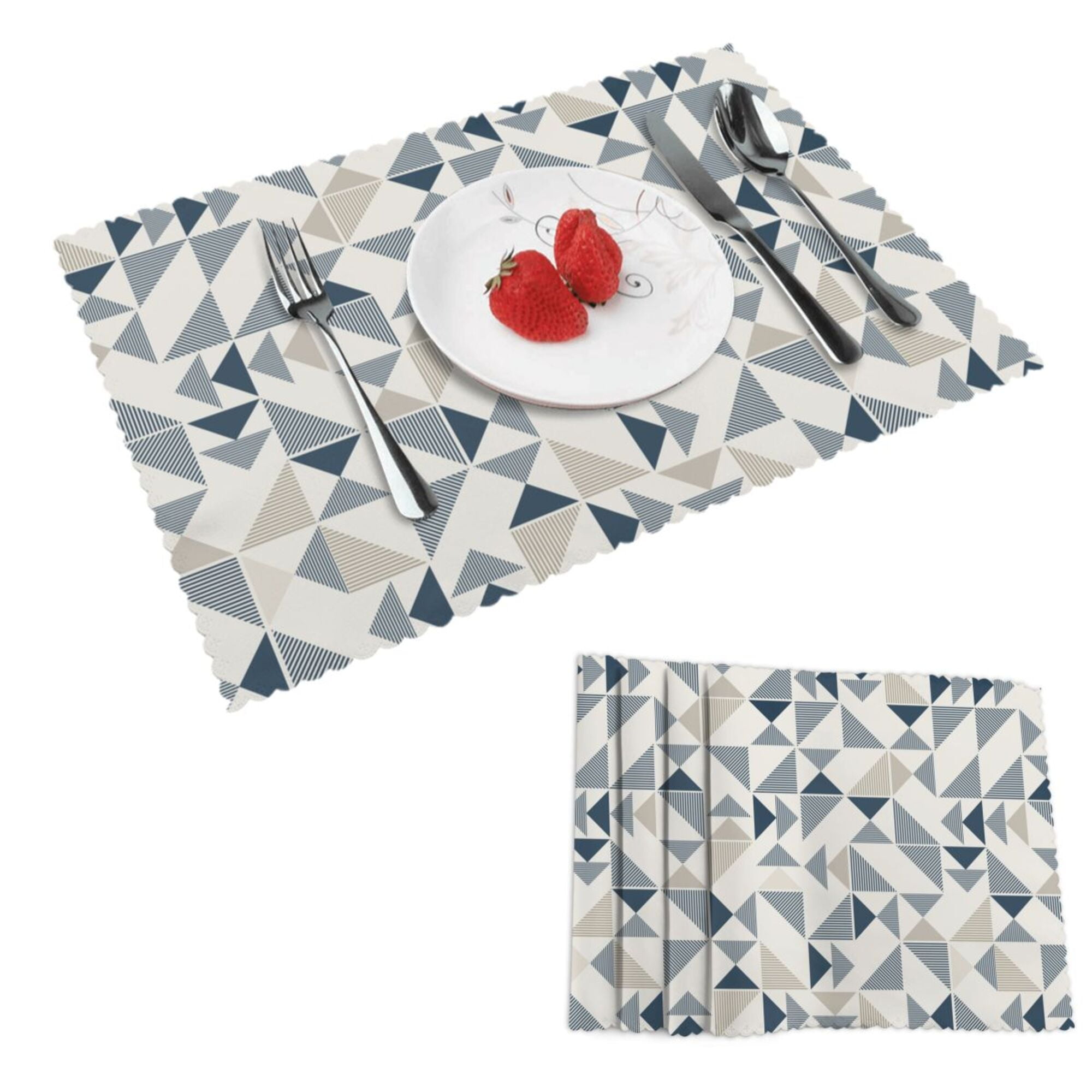 DouZhe Polyester Placemats Set of 4, Triangle Colors Modern Mosaic ...